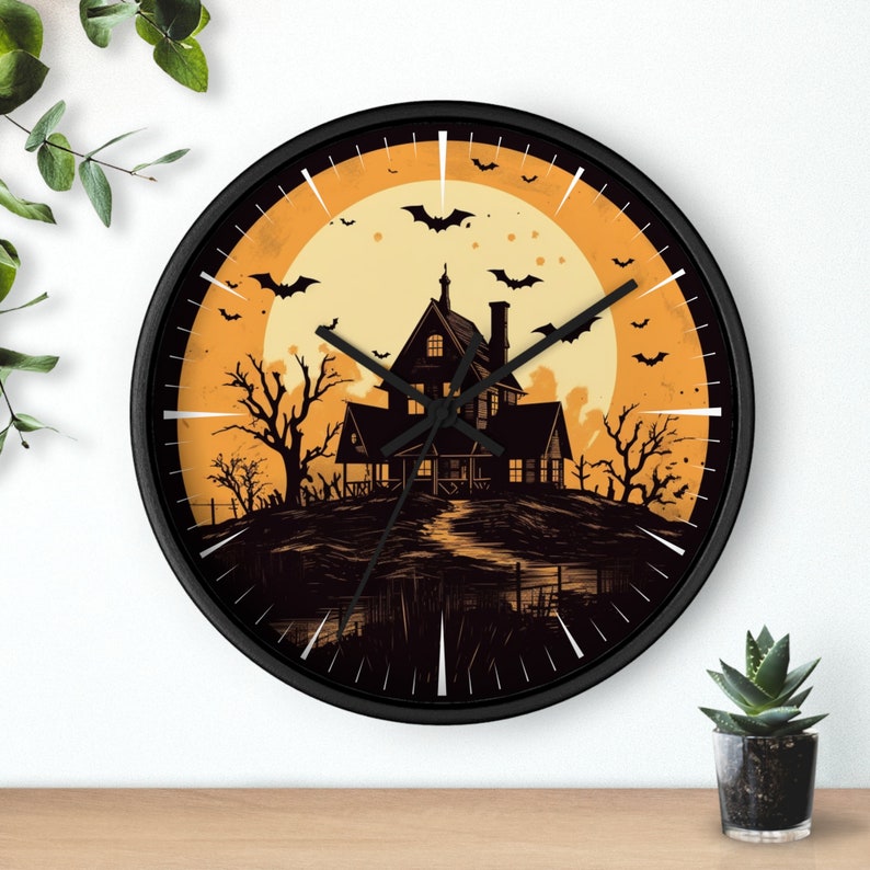 Haunted House Wall Clock, Haunted House Clock, Haunted House Décor ...
