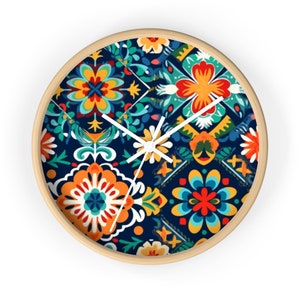 Mexican Tile Clock, 10-inch Wall Clock, Mexican Heritage Clock, Mexican ...