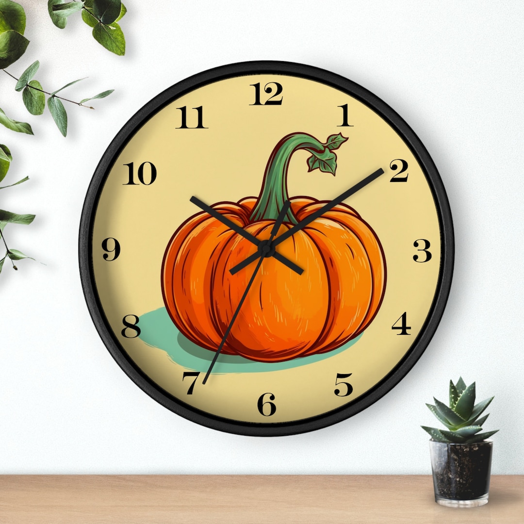 Pumpkin Wall Clock, 10-inch Clock, Thanksgiving Clock, Fall Clock ...
