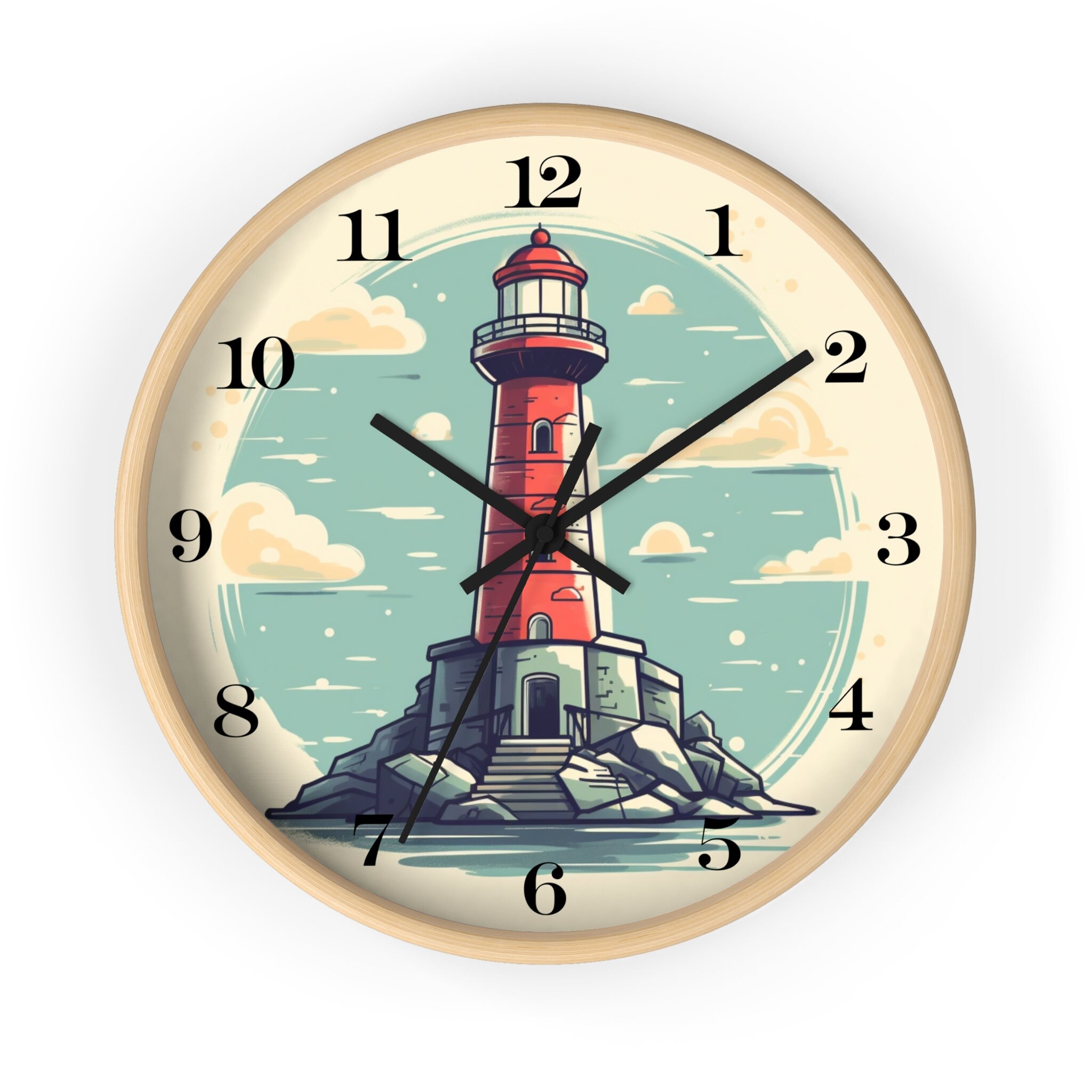 Lighthouse Clock, Lighthouse Wall Clock, Quiet Clock, Beach House Clock ...