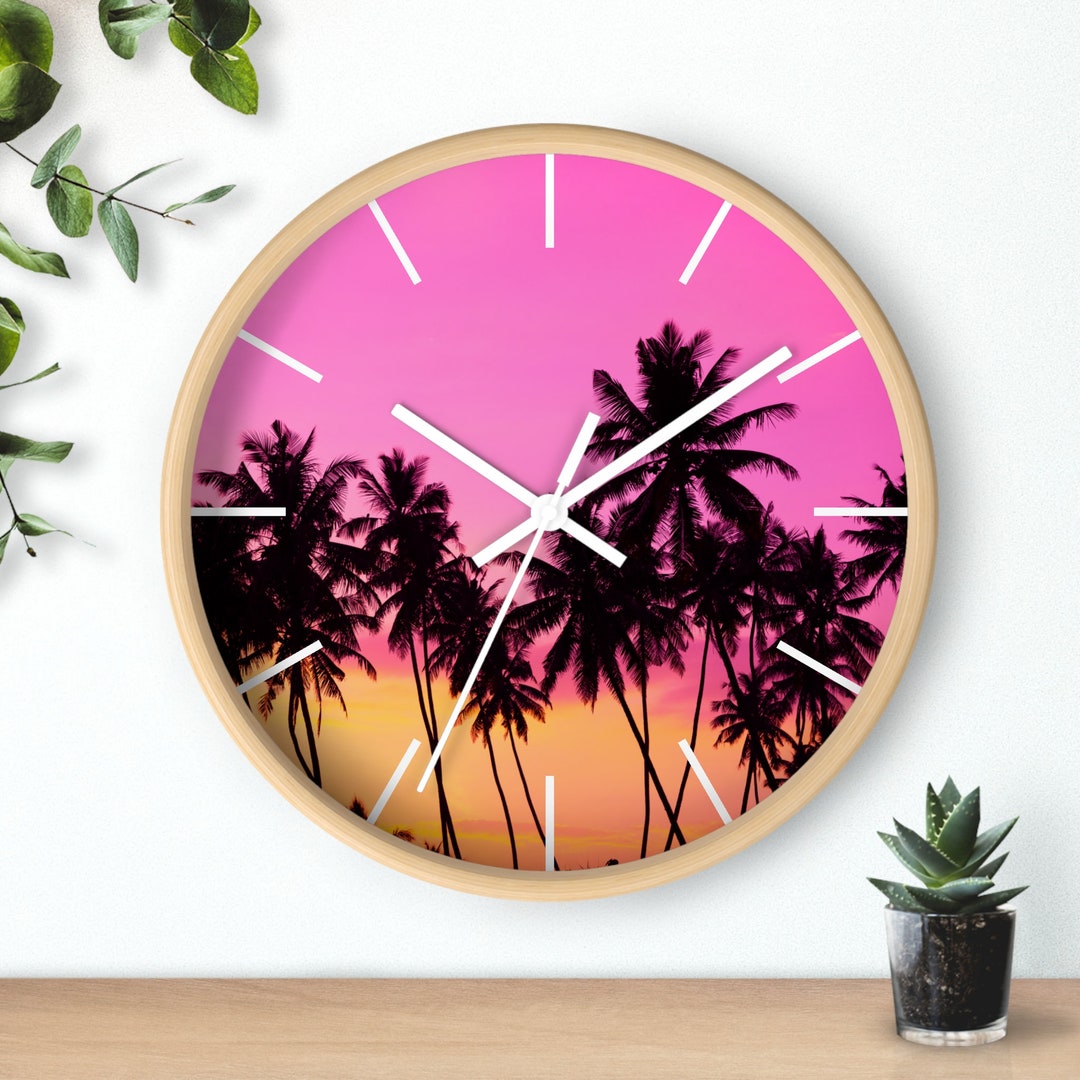 Beach Sunset Wall Clock, 10-inch Clock, Beach Clock, Beach Sunset Clock ...