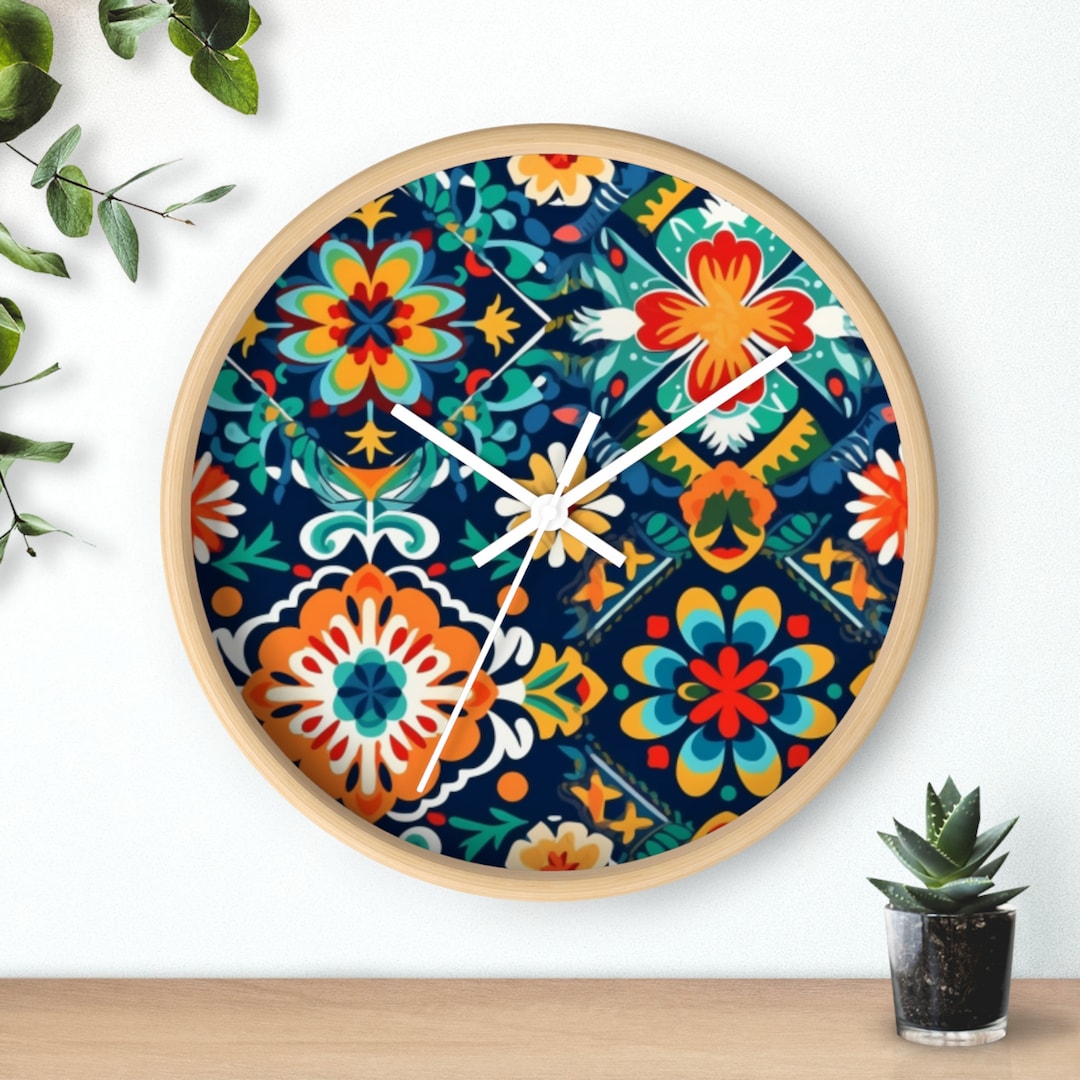 Mexican Tile Clock, 10-inch Wall Clock, Mexican Heritage Clock, Mexican ...