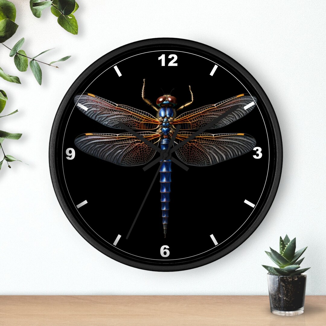 Dragonfly Wall Clock, Unique Wall Clock, Bedroom Wall Clock, Quiet Wall ...
