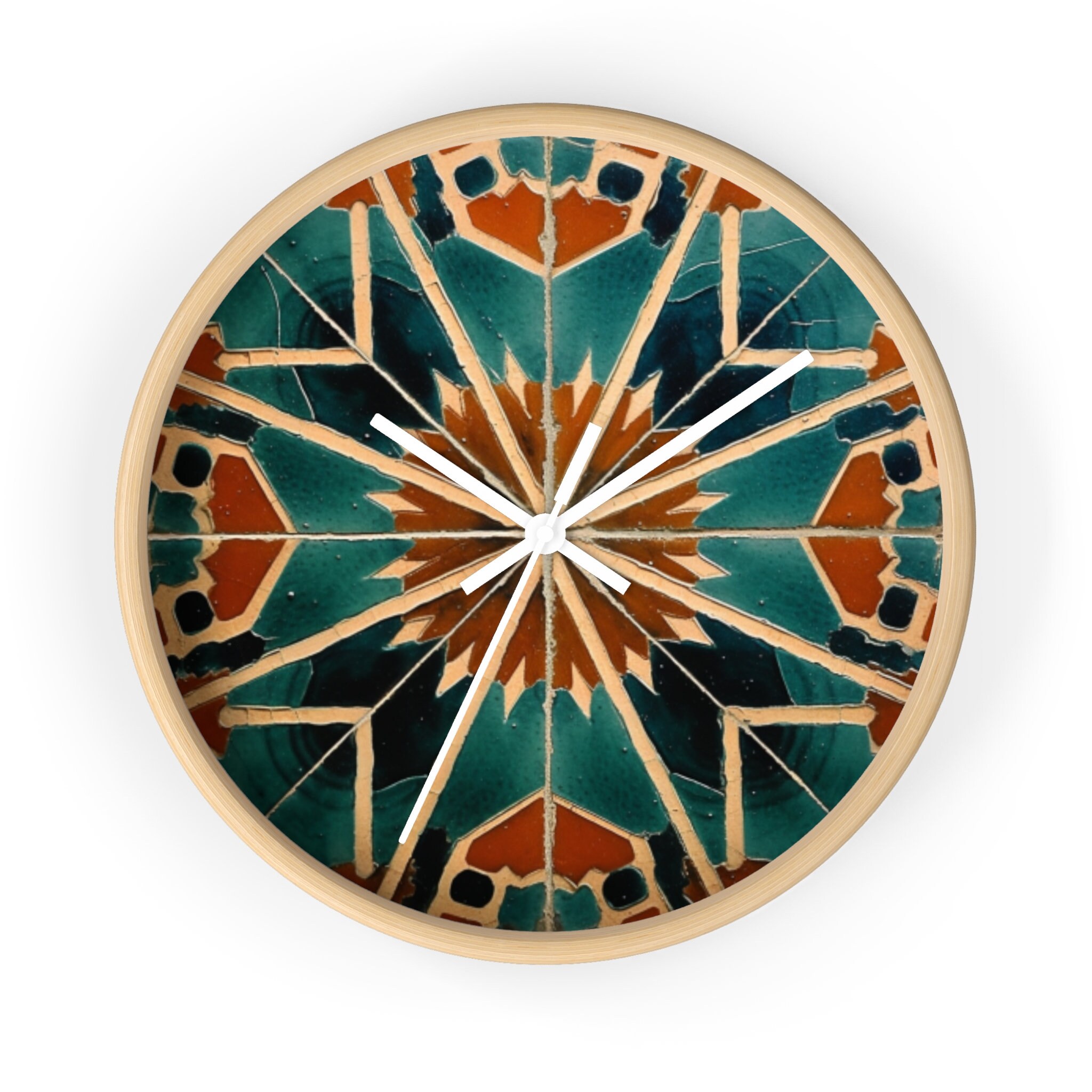 Zellige Tile Wall Clock, 10-inch Clock, Moroccan Zellige Tile, Moroccan ...