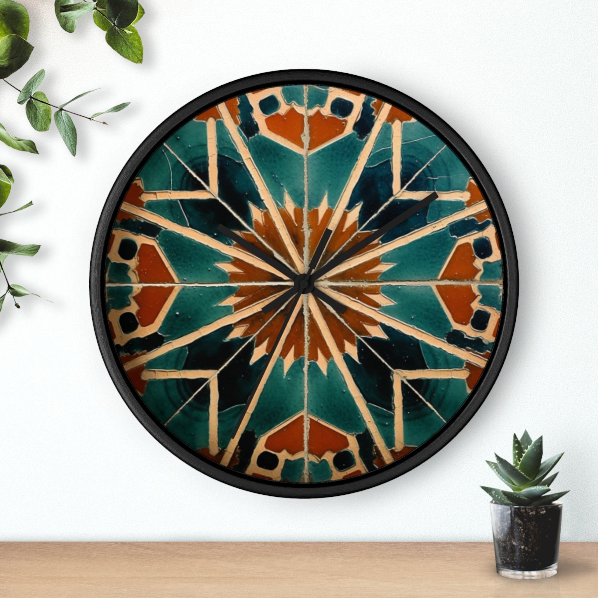 Zellige Tile Wall Clock, 10-inch Clock, Moroccan Zellige Tile, Moroccan ...