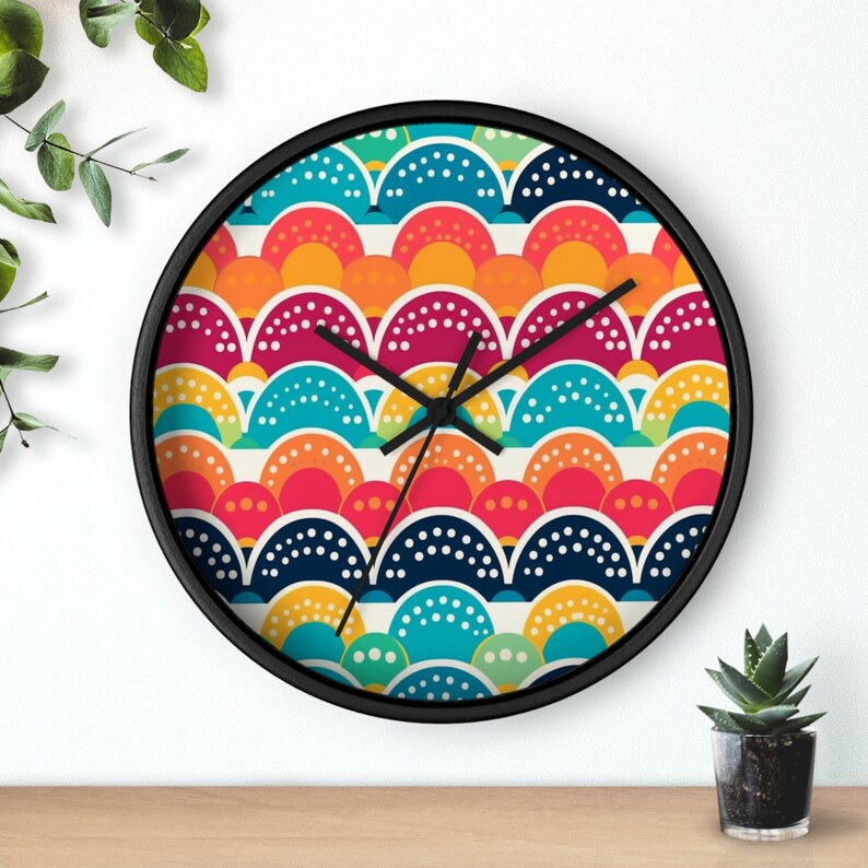 Boho Pattern Wall Clock, Boho Wall Clock, Boho Pattern, Bohemian Wall ...
