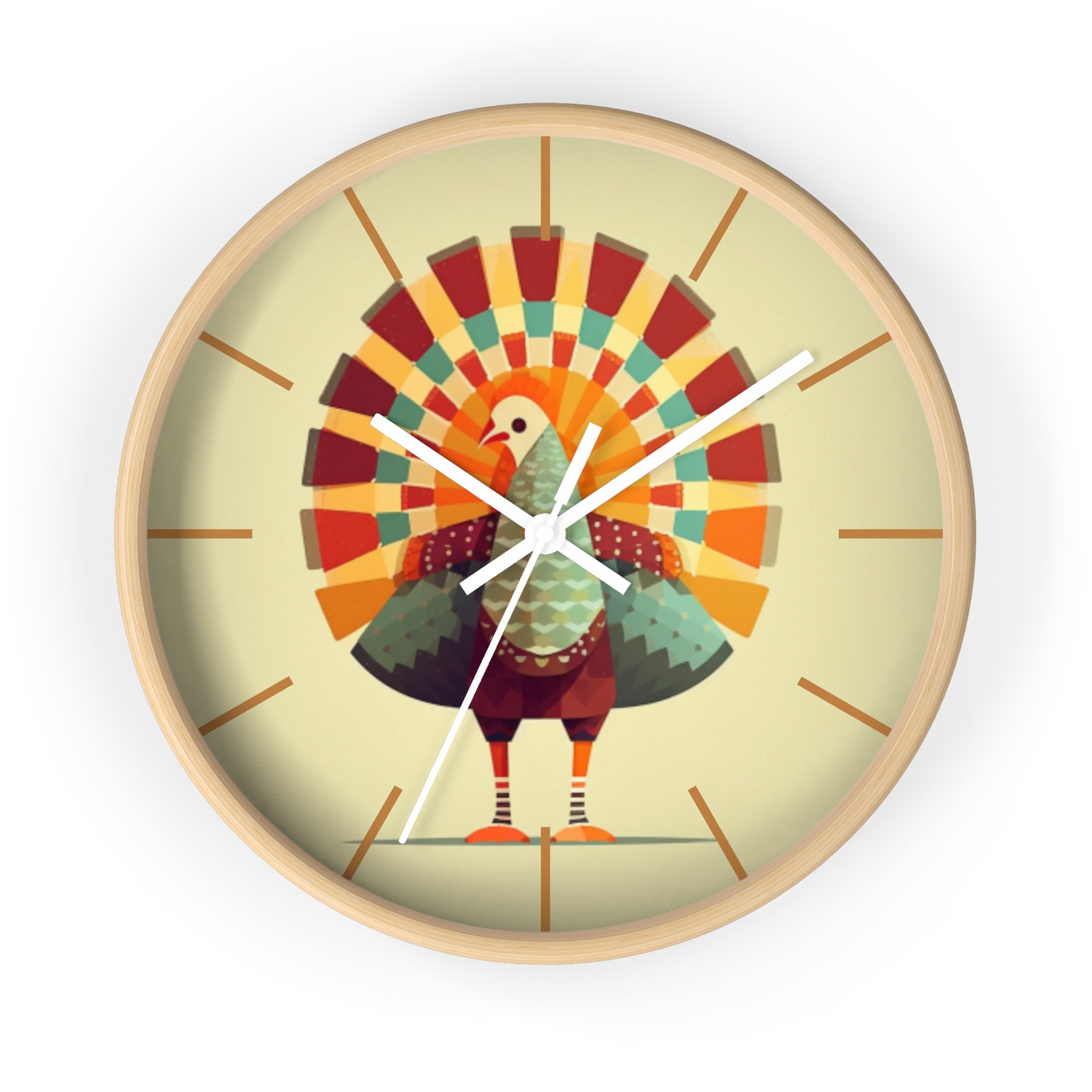 Thanksgiving Turkey Wall Clock, 10-inch Clock, Thanksgiving Turkey ...
