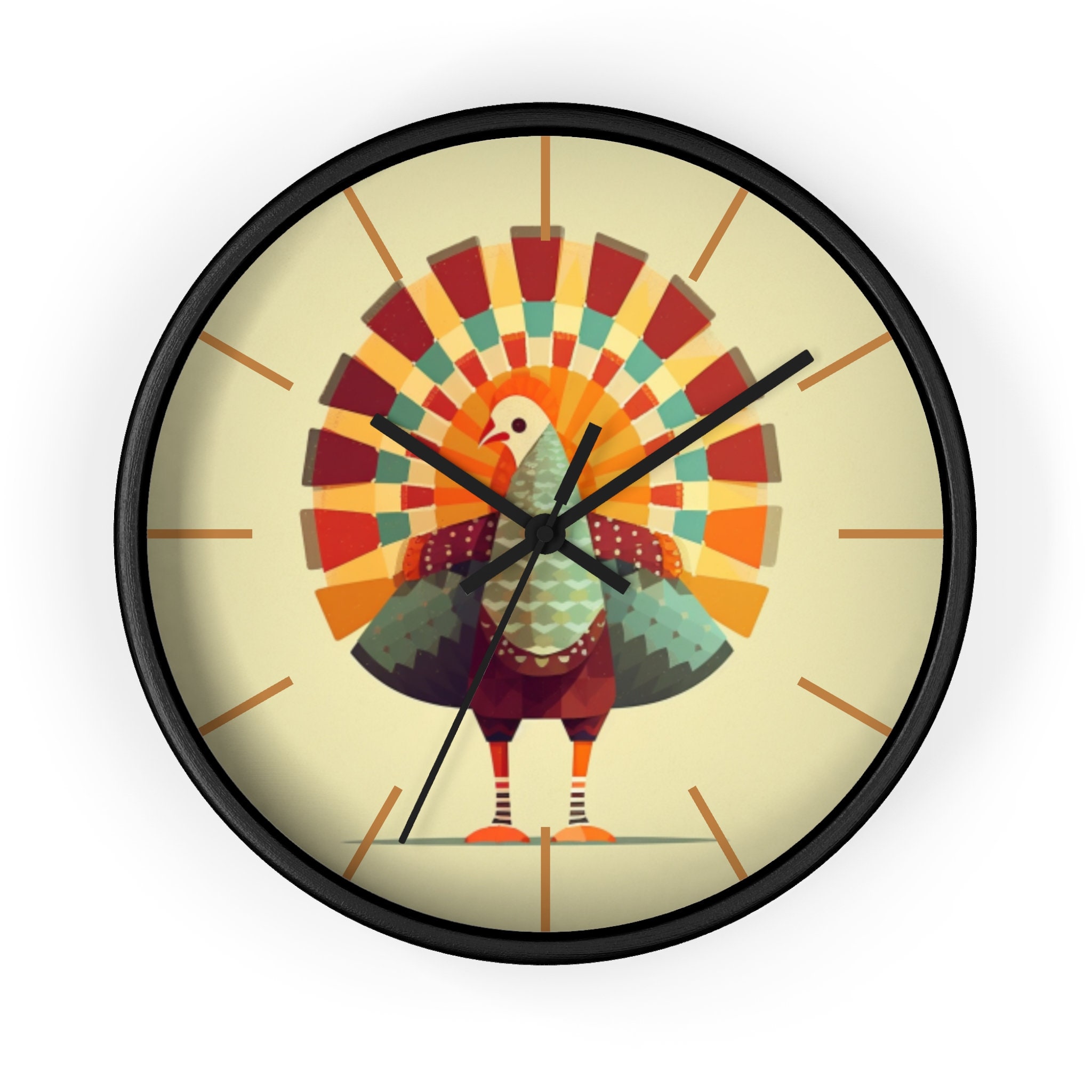 Thanksgiving Turkey Wall Clock, 10-inch Clock, Thanksgiving Turkey ...