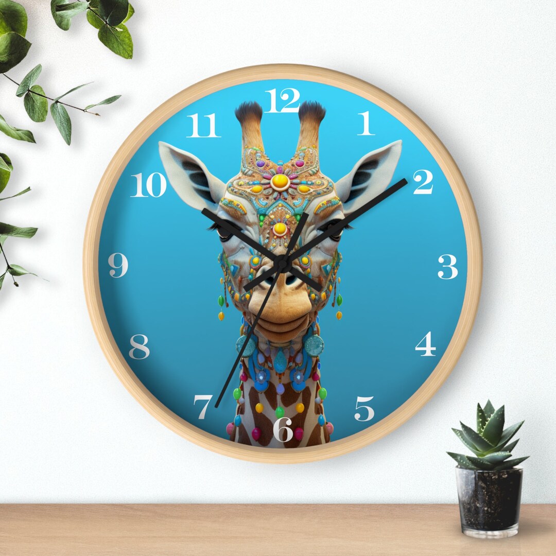 Giraffe Wall Clock, 10-inch Clock, Giraffe Clock, Safari Clock, Exotic ...