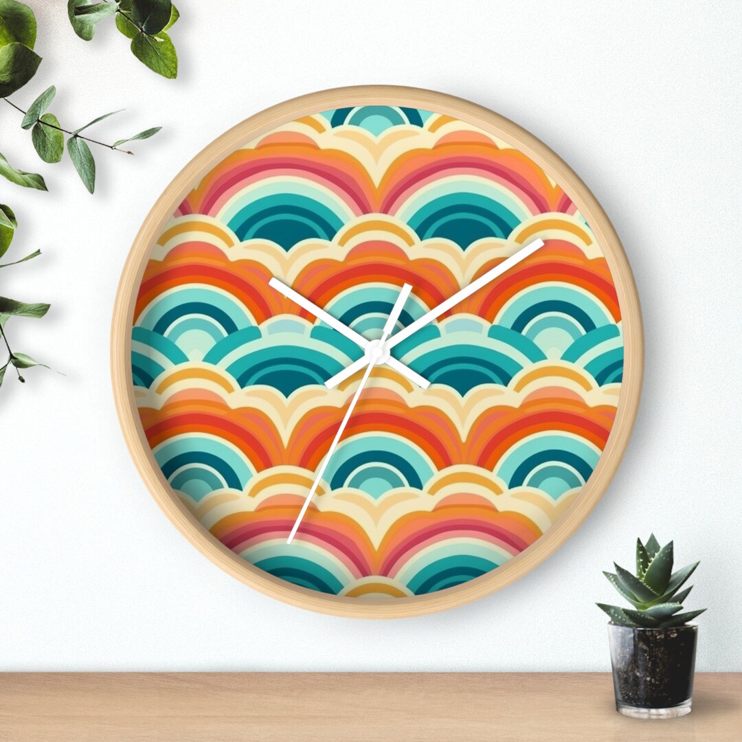 Boho Pattern Wall Clock, Boho Wall Clock, Boho Pattern, Bohemian Wall ...