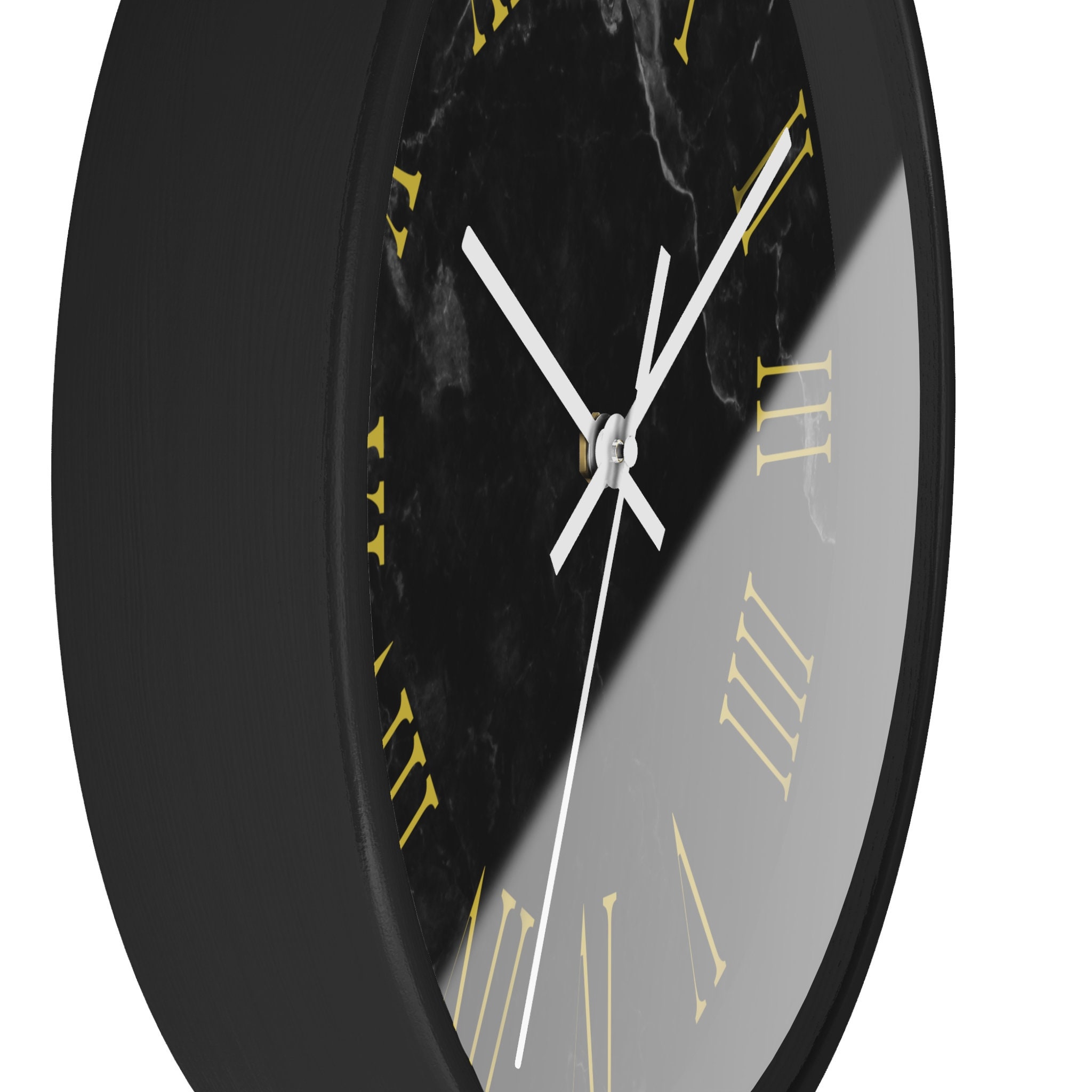 Black Marble Wall Clock, Faux Marble, Marble Clock, 10-inch Marble ...