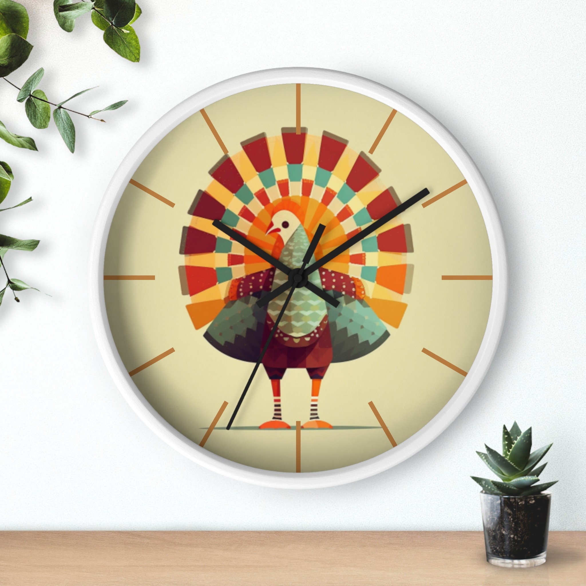 Thanksgiving Turkey Wall Clock, 10-inch Clock, Thanksgiving Turkey ...