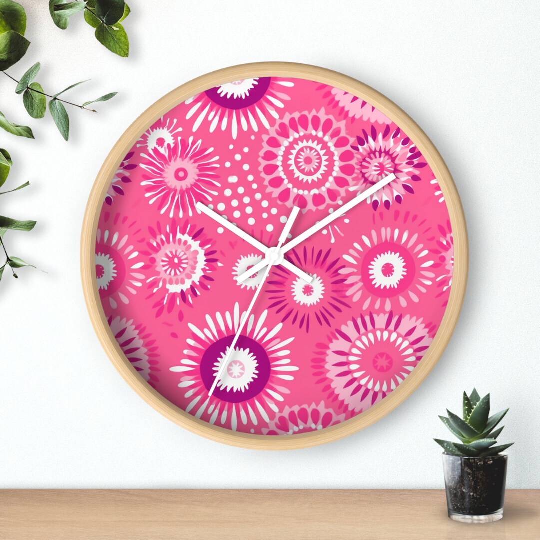 Boho Pattern Wall Clock, Boho Wall Clock, Boho Pattern, Bohemian Wall ...