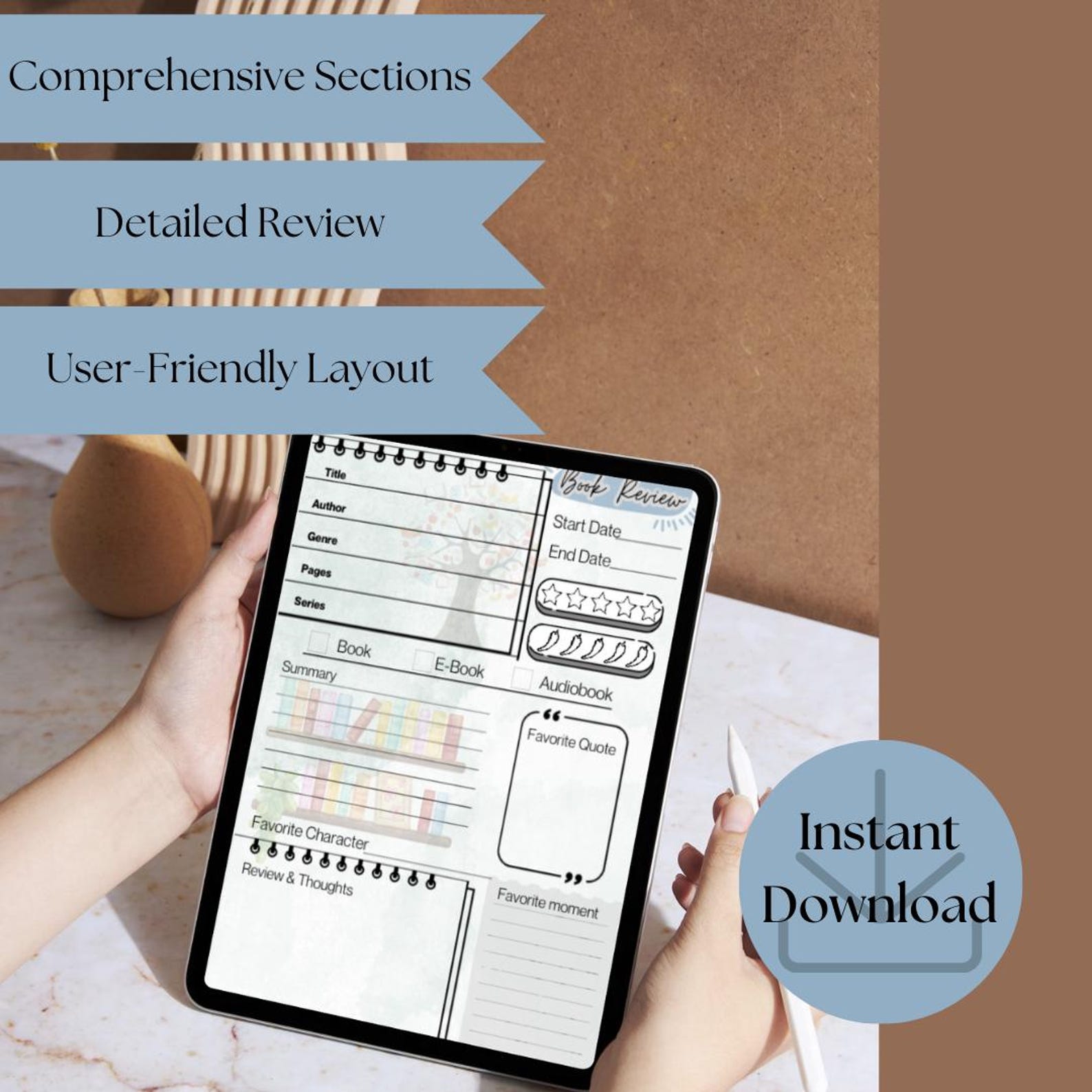 Book Review Template Printable | Digital Reading Tracker PDF | Editable ...