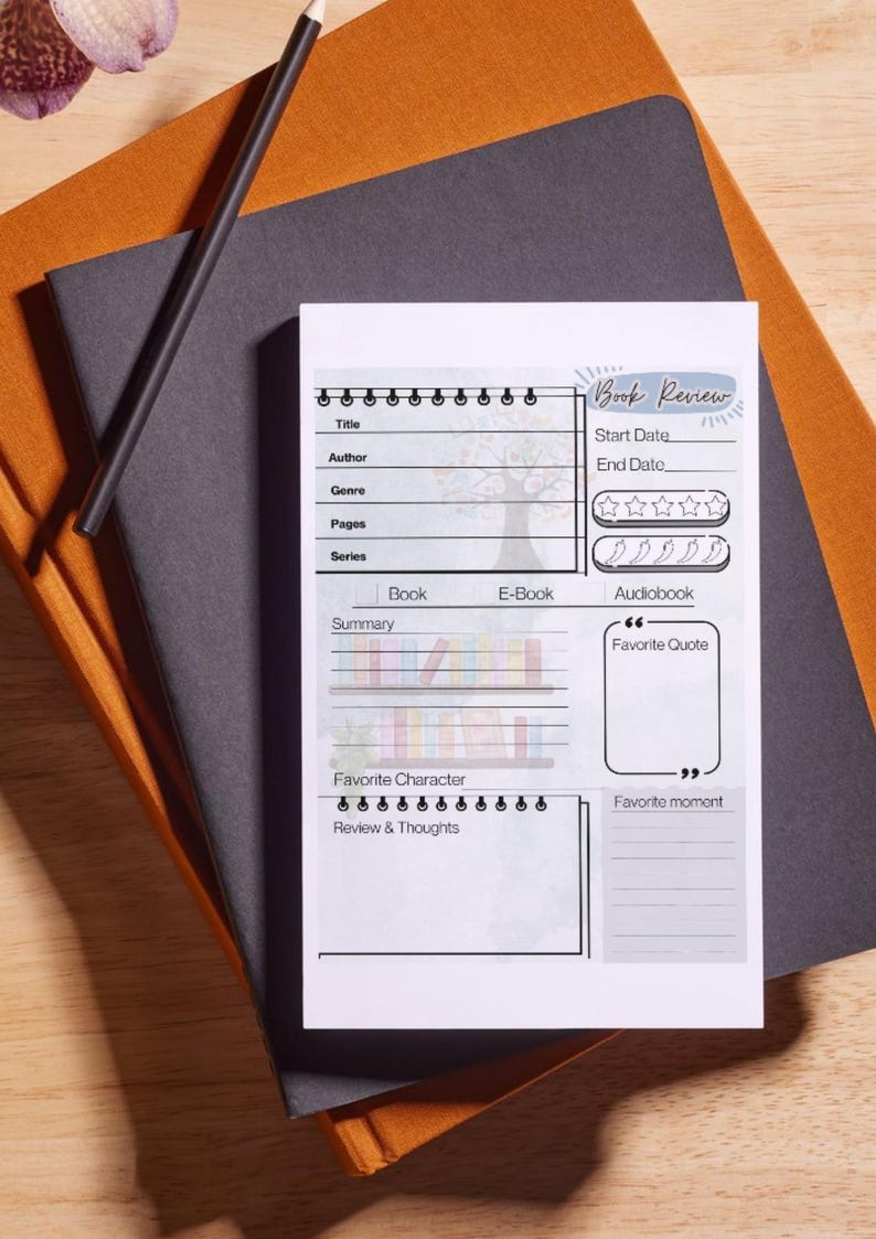 Book Review Template Printable Digital Reading Tracker PDF Editable ...