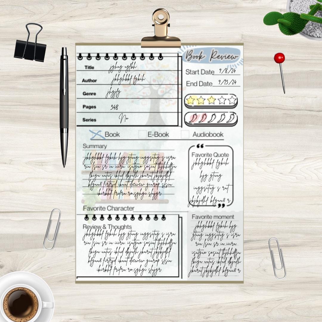 Book Review Template Printable | Digital Reading Tracker PDF | Editable ...