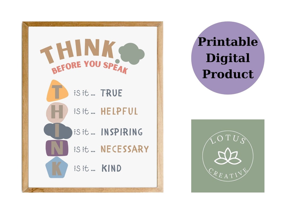 Think Before You Speak, Motivational Poster, Teacher Office, Counselor ...