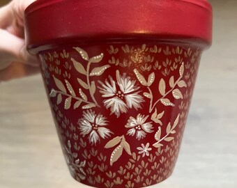 Hand Painted Terra Cotta Planter/flower Pot - Etsy