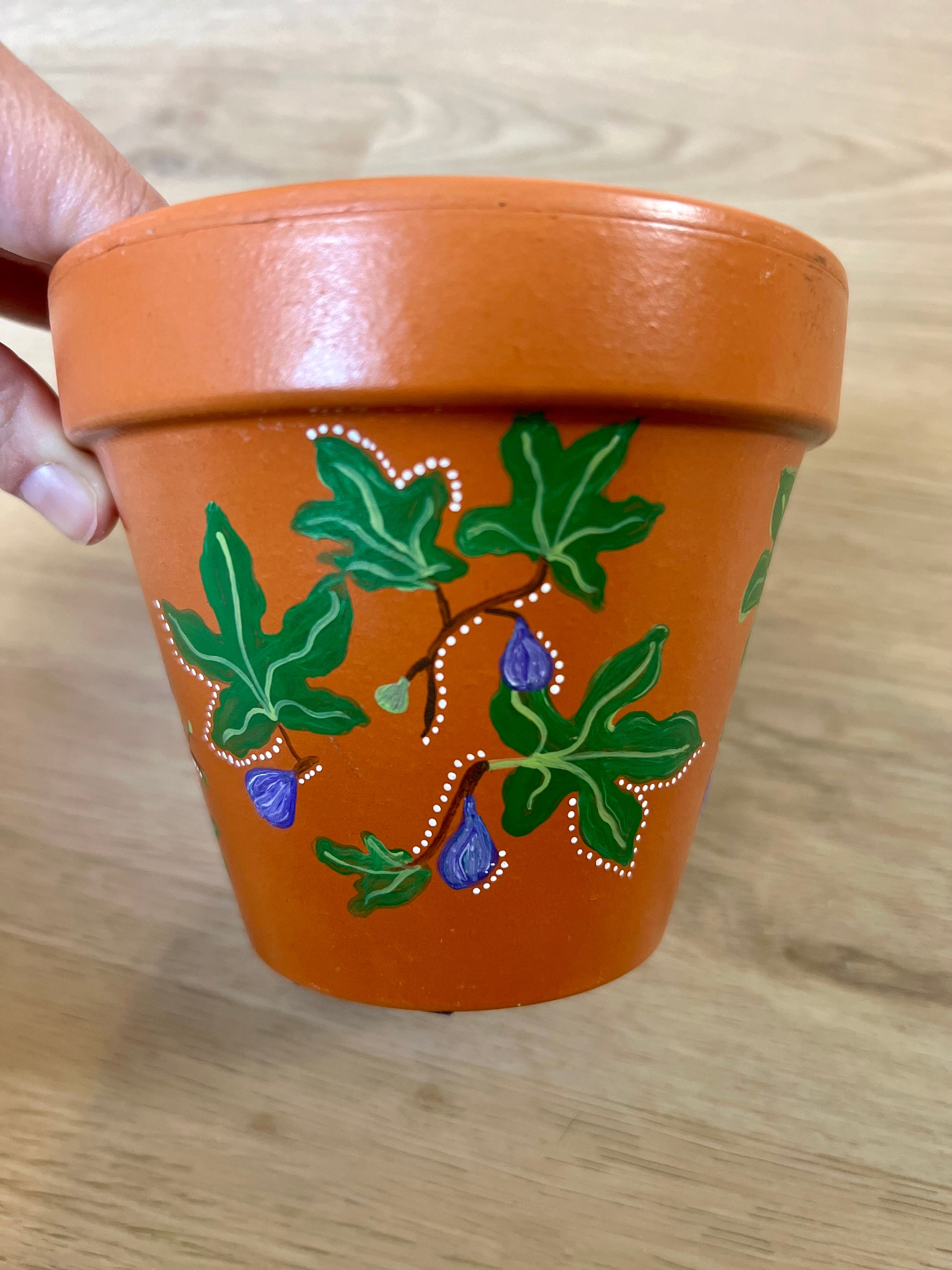 Hand Painted Fig Terra Cotta Pot - Etsy