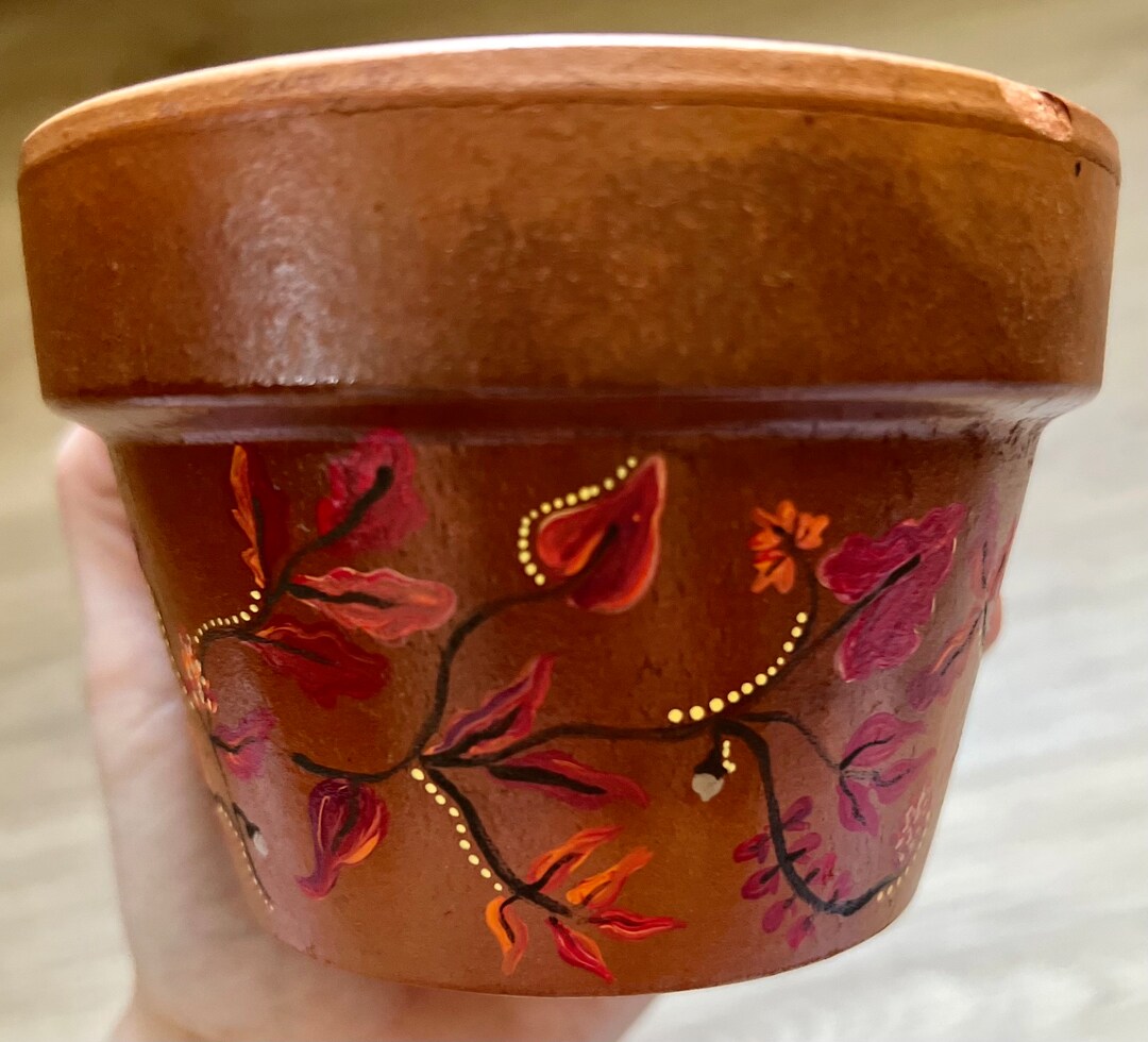 Hand Painted Fall Terra Cotta Pot - Etsy