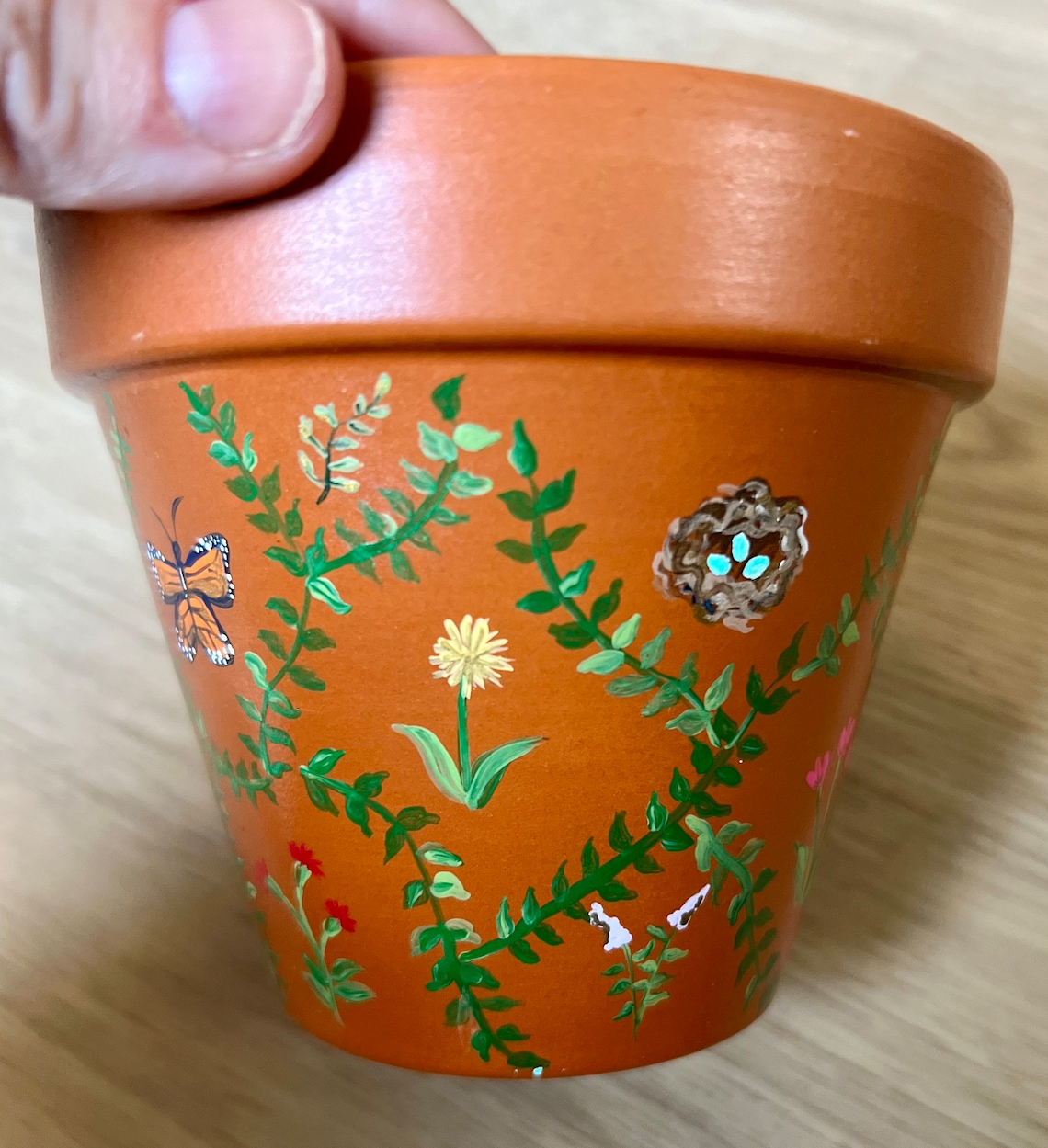 Hand Painted Garden Terra Cotta Pot - Etsy