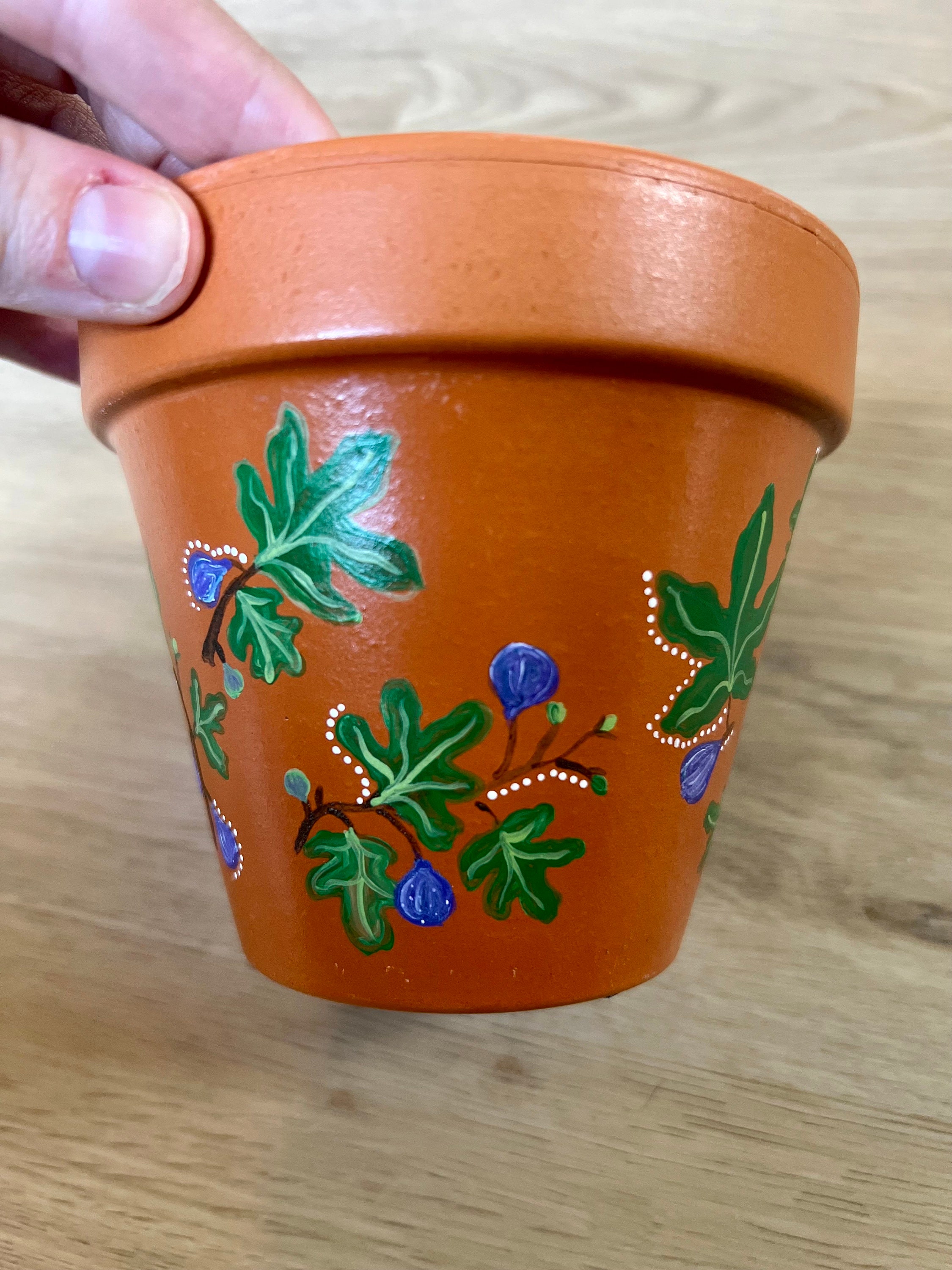 Hand Painted Fig Terra Cotta Pot - Etsy