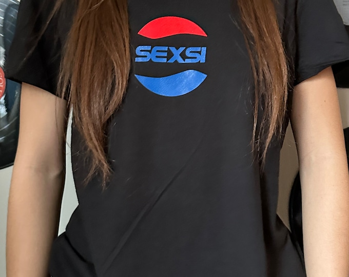 Sexsi Funny Meme White T-shirt Parody Branding Logo Funny T-shirt ...