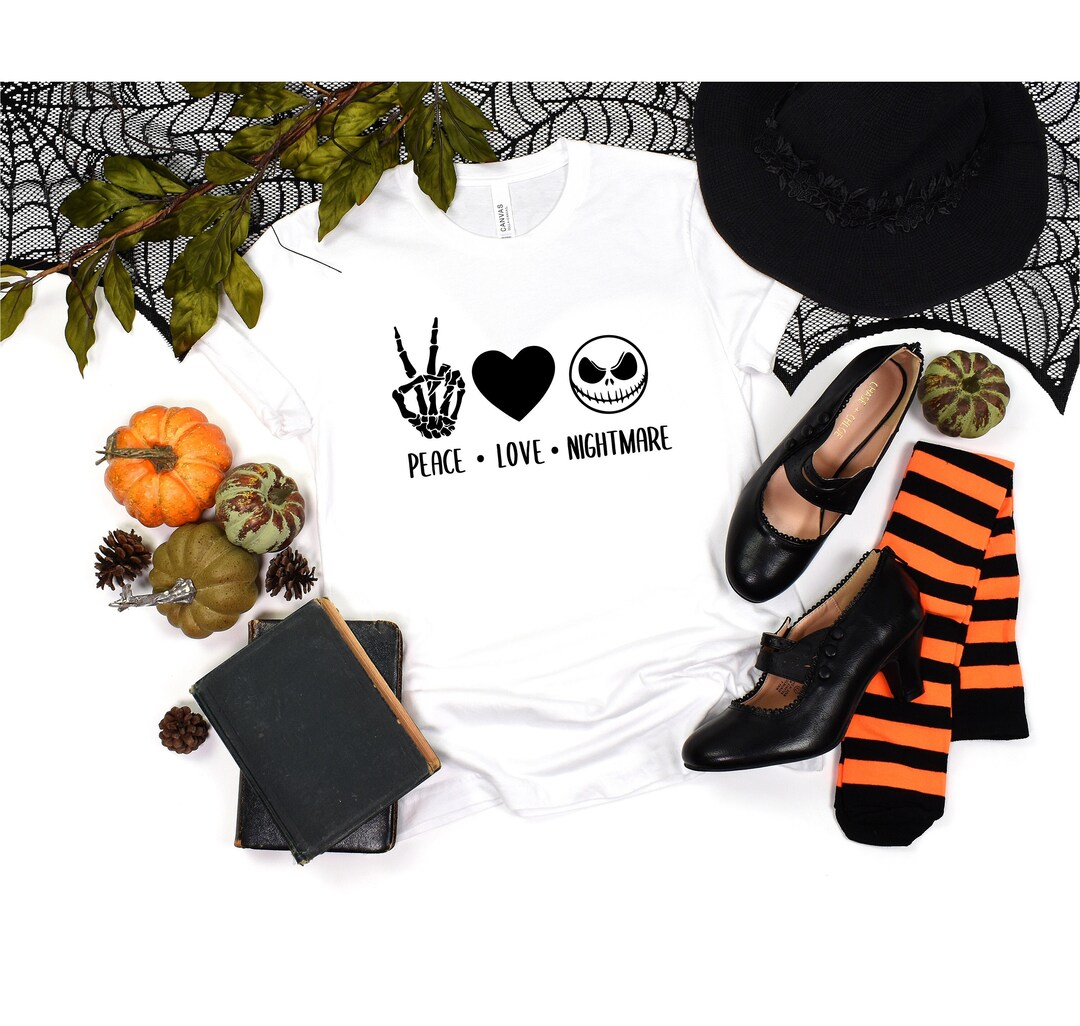 Peace Love Nightmare Shirt, Halloween Shirt, Funny Halloween Shirt ...