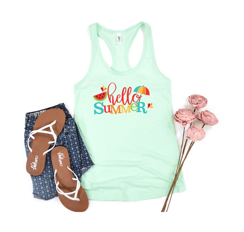 Hello Summer Tank Top: Beach Vacation Shirt - Etsy