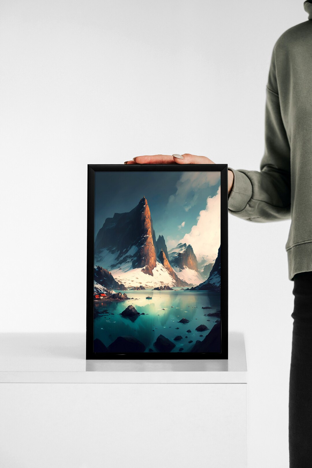 Norway Mountains Poster, Lofoten Island Art, Scandinavian Landscape ...
