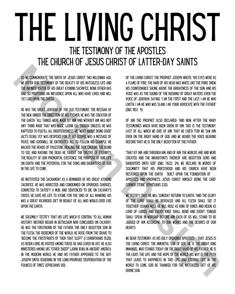 LDS Proclamation Posters | Digital Download | Font 8 - Etsy