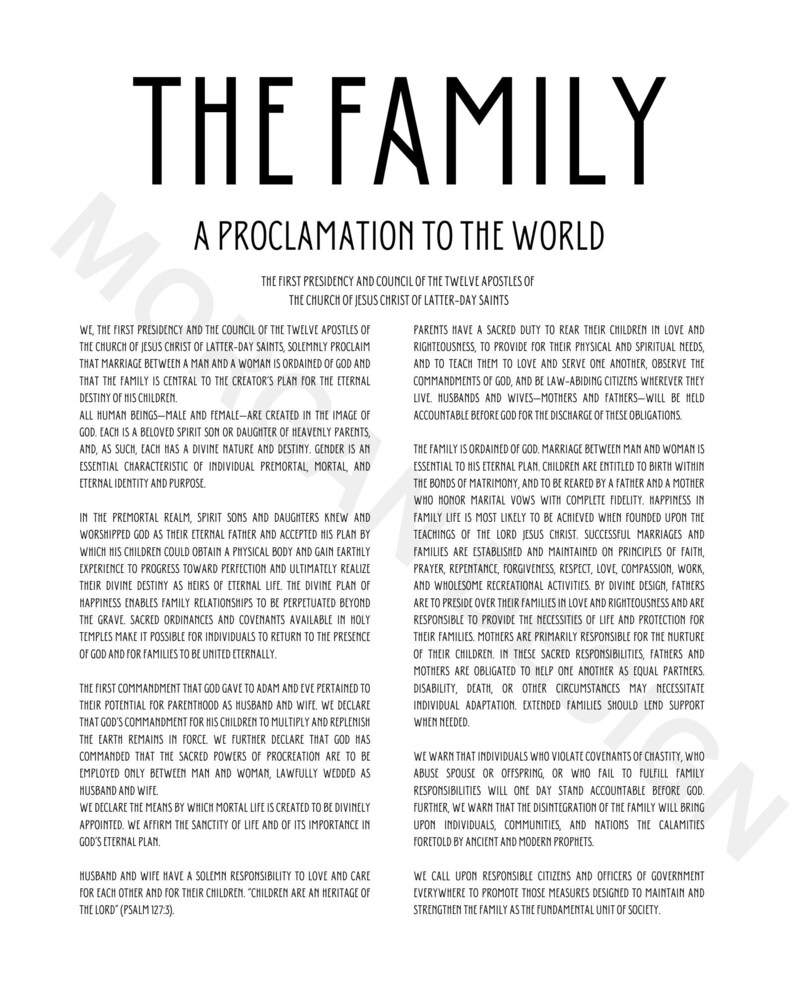 LDS Proclamation Posters | Digital Download | Font 1 - Etsy