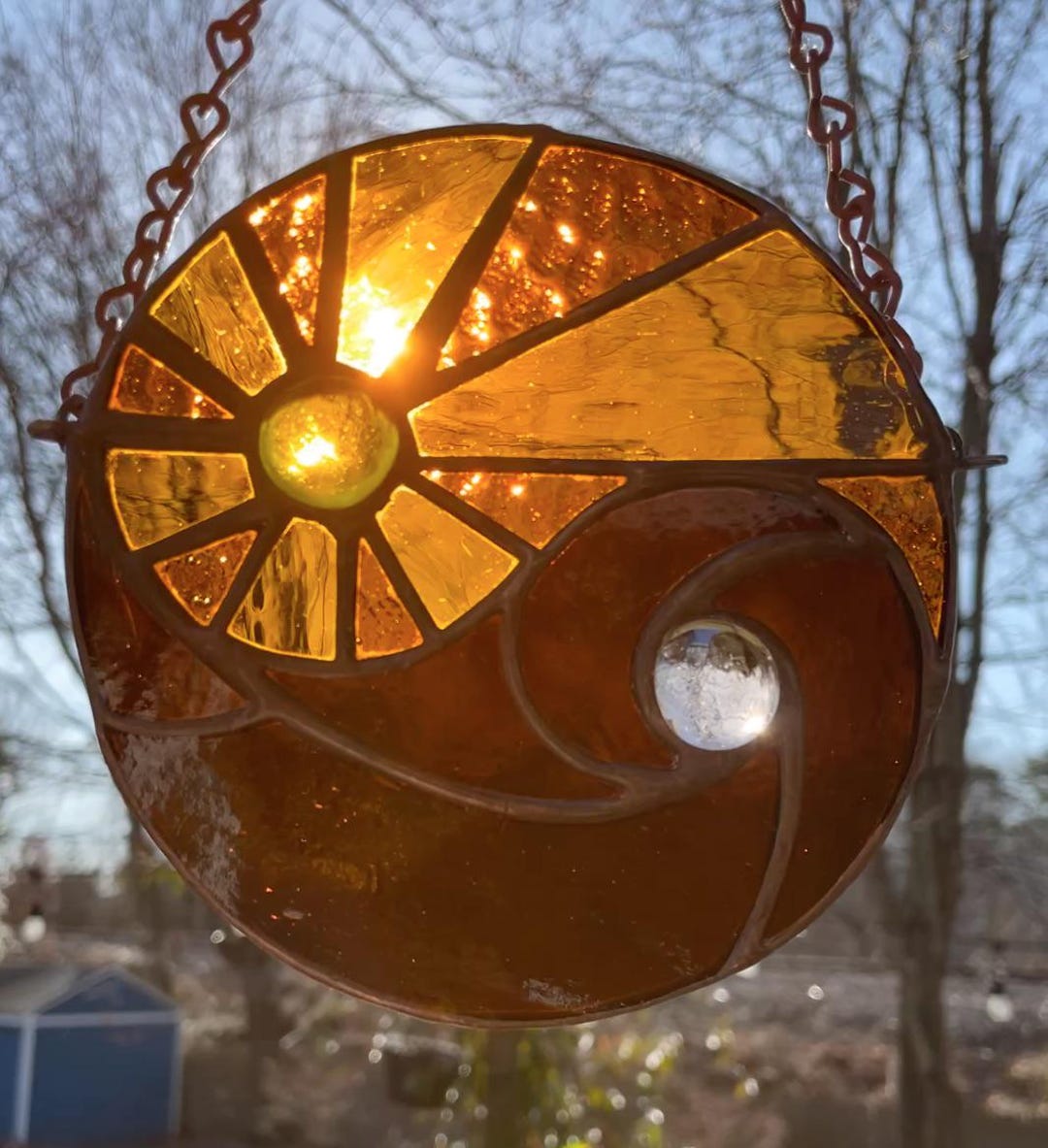 Yin Yang Suncatcher, 5", Color Combo: Amber Sunset - Etsy