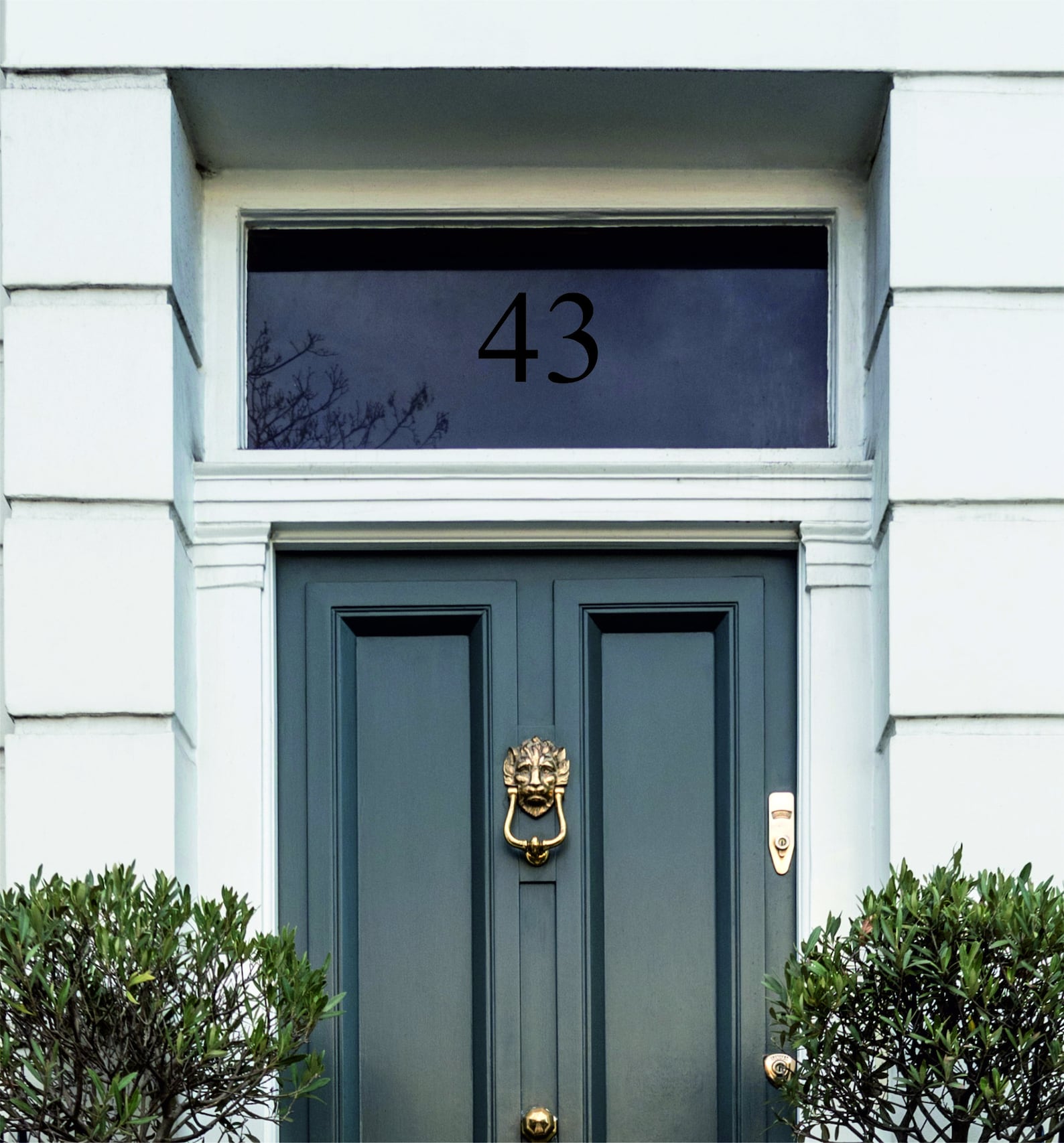 Traditional Black Fanlight Door Numbers Etched Glass House Numbers ...