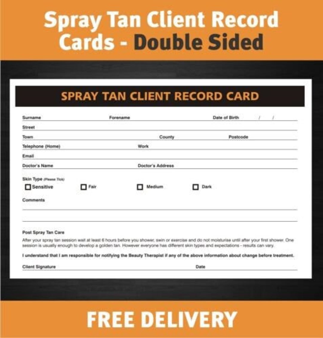 Salon Client Card Waxing Client Record Card Beauty Client Record Card ...