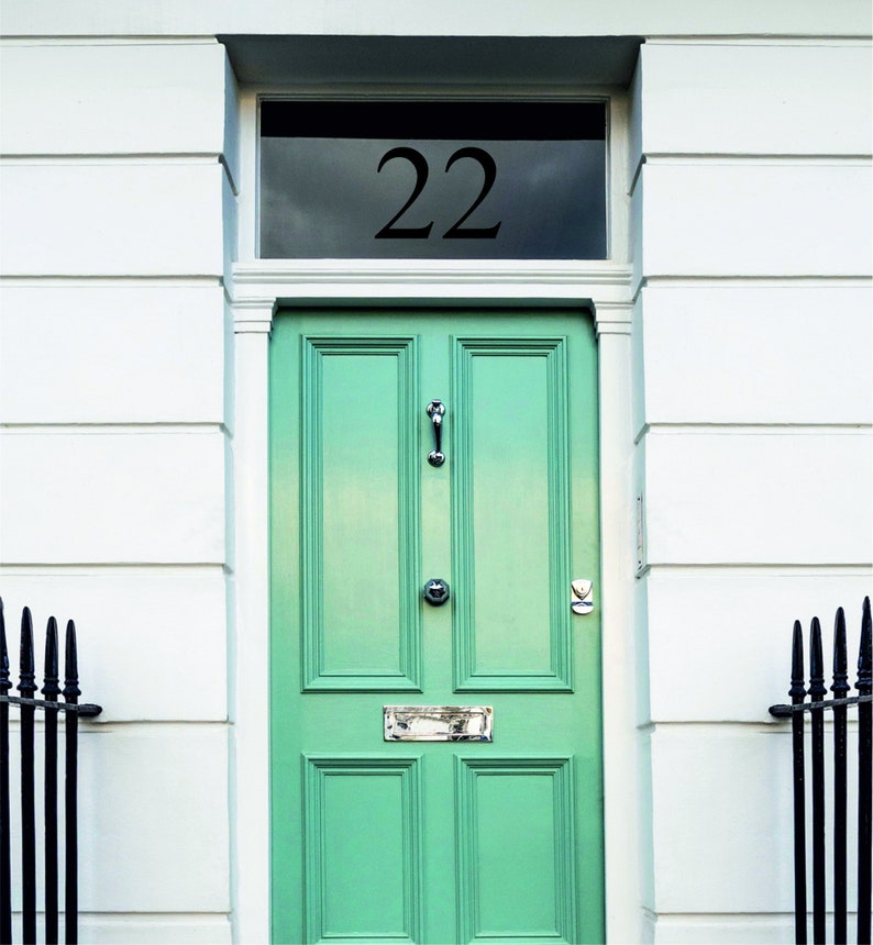 Traditional Black Fanlight Door Numbers Etched Glass House Numbers ...