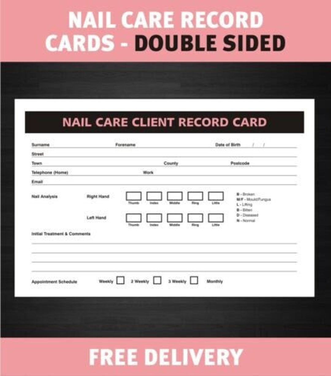 Salon Client Card Nail Care Record Card Beauty Client Record - Etsy
