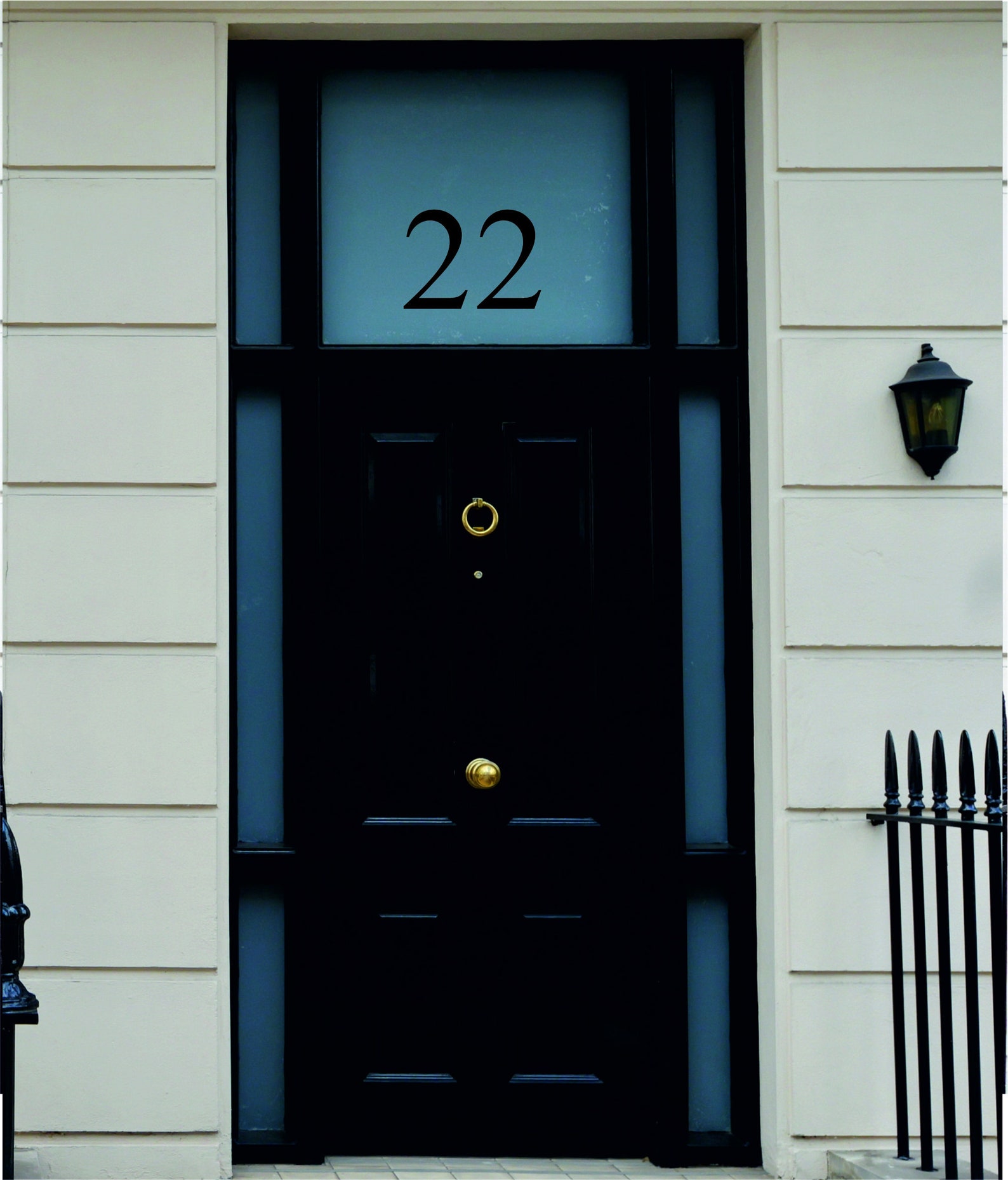 Traditional Black Fanlight Door Numbers Etched Glass House Numbers ...