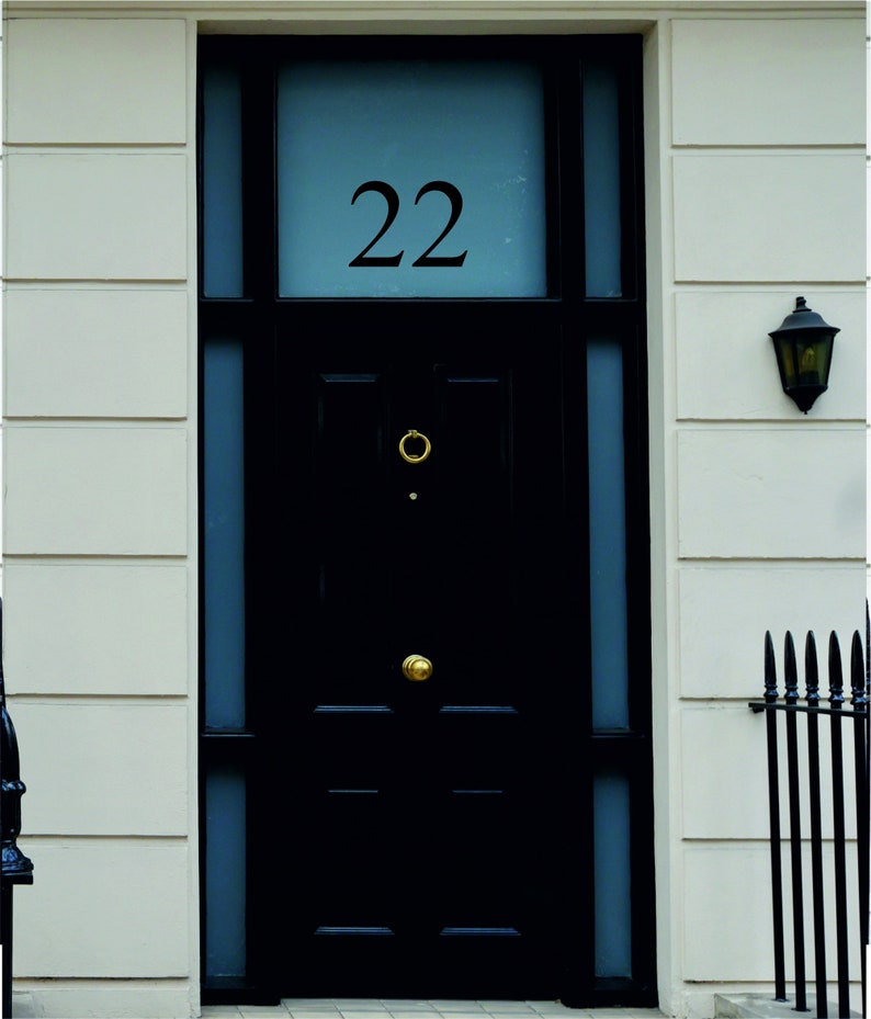 Traditional Black Fanlight Door Numbers Etched Glass House Numbers ...