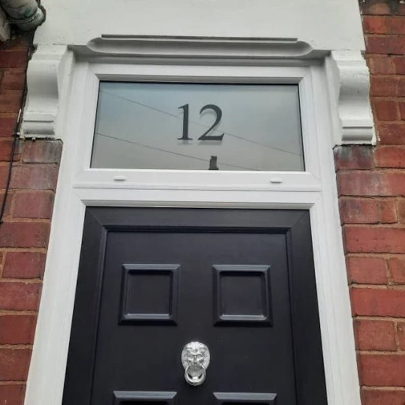 Anthracite Fanlight Door Number, Etched Glass House Number, Victorian ...