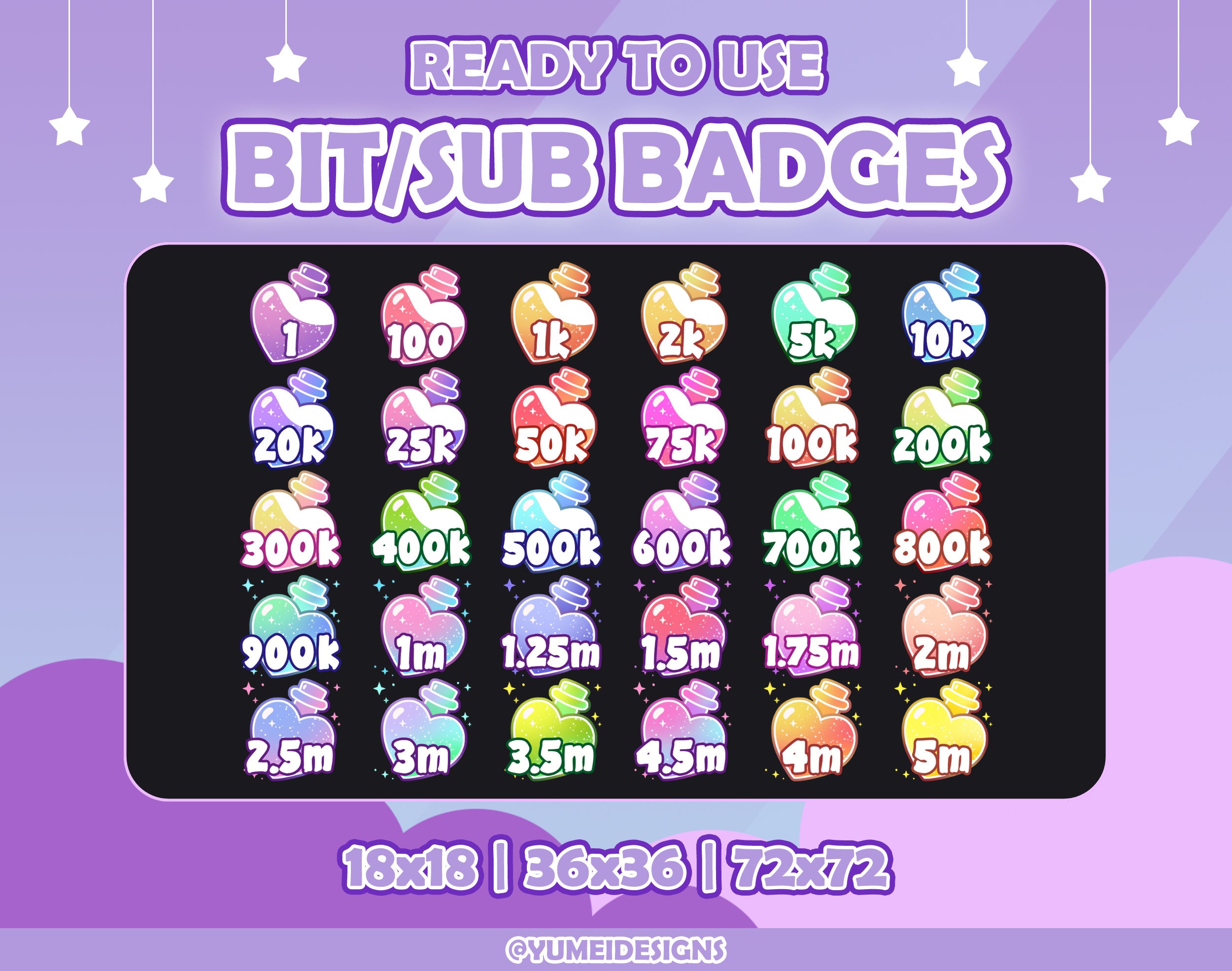 30 Love Potion Twitch Bit Badges | Cute Bit Badges | Twitch Sub Badges ...