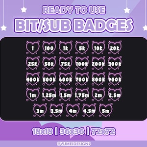 Neon Heart Twitch Bit Badges | Cute Bit Badges | Neon Twitch Sub Badges ...