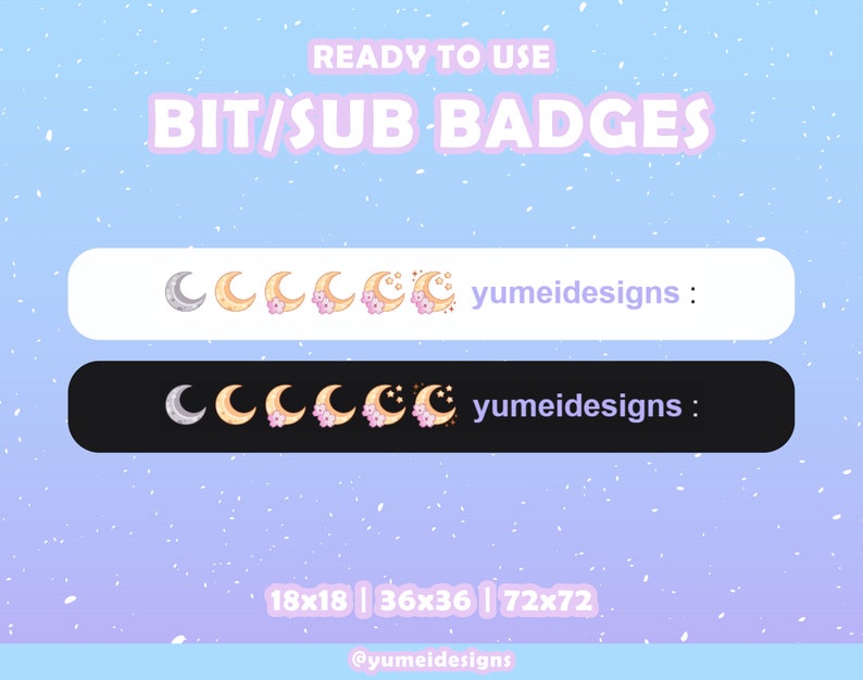 6 Sakura Moon Twitch Sub Badges | Cute Cherry Blossom Moon Sub Badges ...