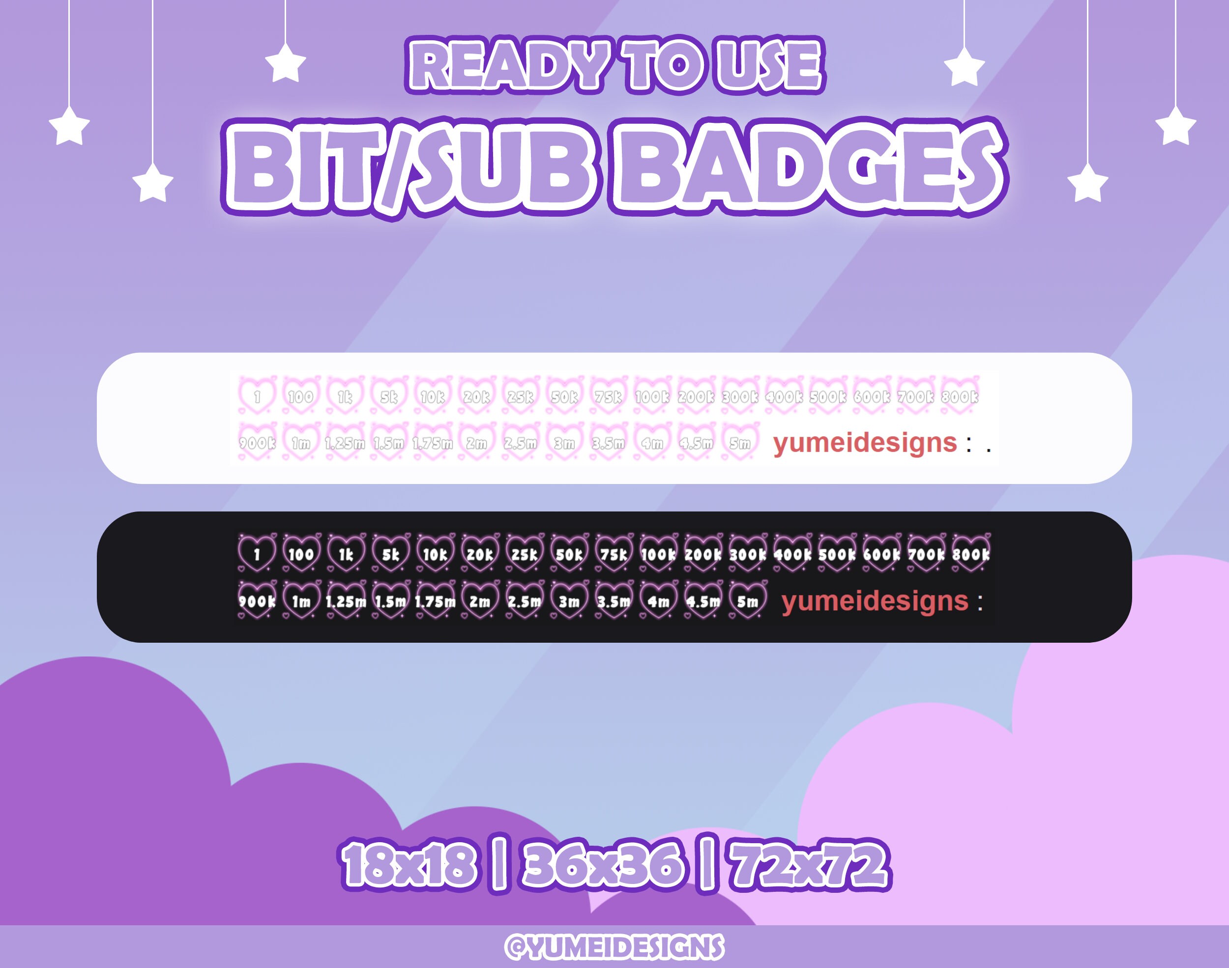 Neon Heart Twitch Bit Badges | Cute Bit Badges | Neon Twitch Sub Badges ...