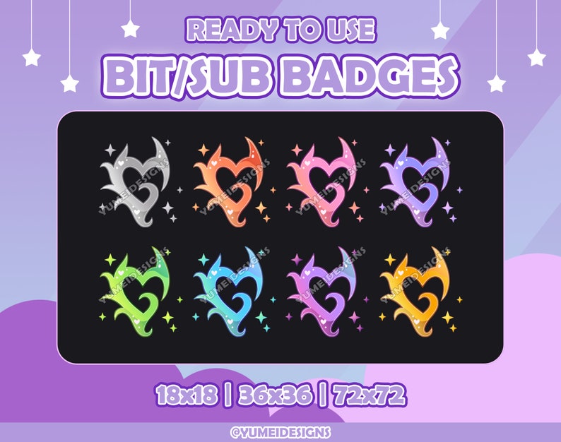 Y2k Heart Twitch Sub Badges | Twitch Heart Bit Badges | Cute Sub Badges ...