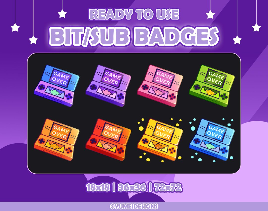 8 Retro Gameboy Twitch Sub Badges Retrowave Game Handheld Twitch Sub ...