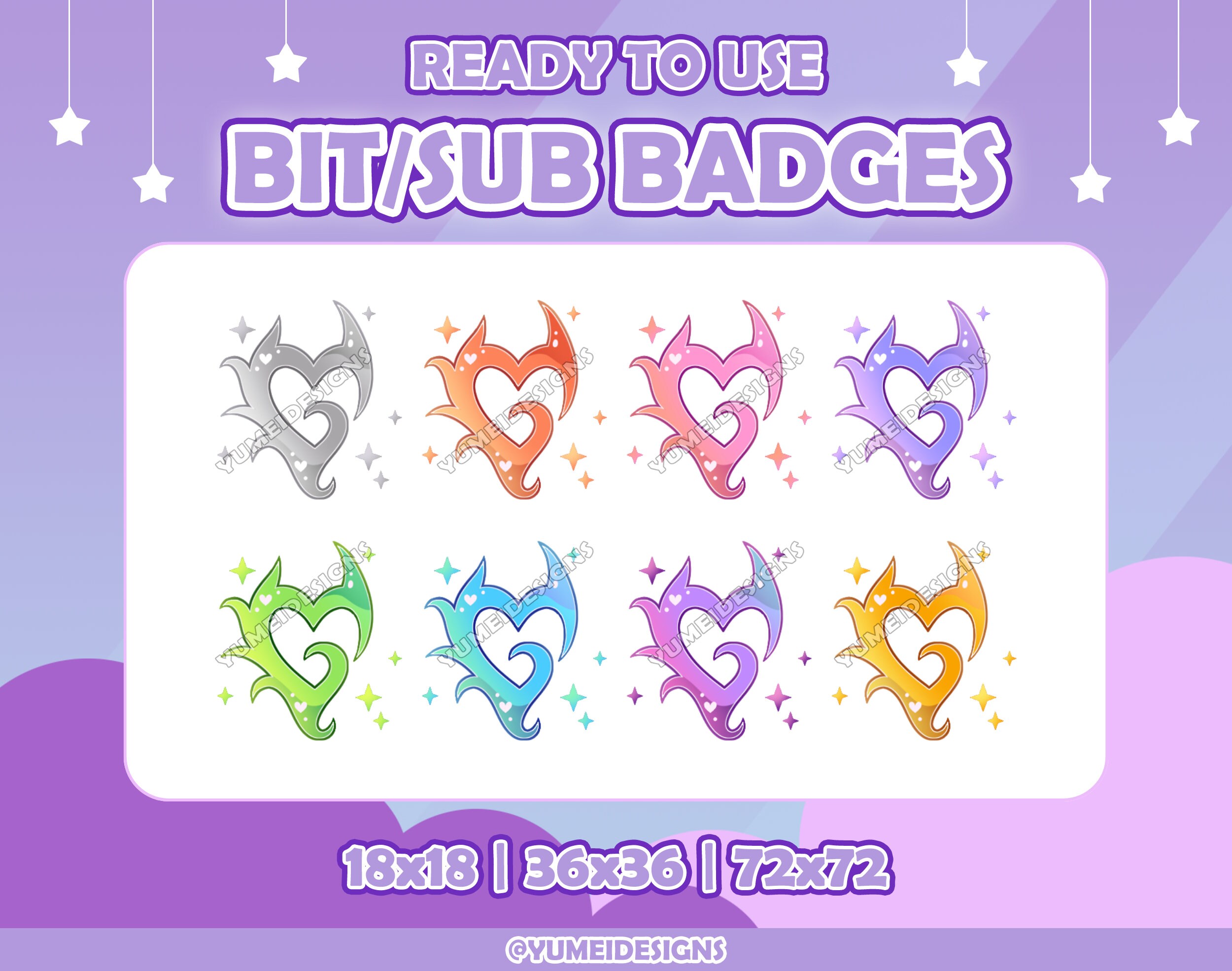 Y2k Heart Twitch Sub Badges Twitch Heart Bit Badges Cute Sub Badges Bit ...