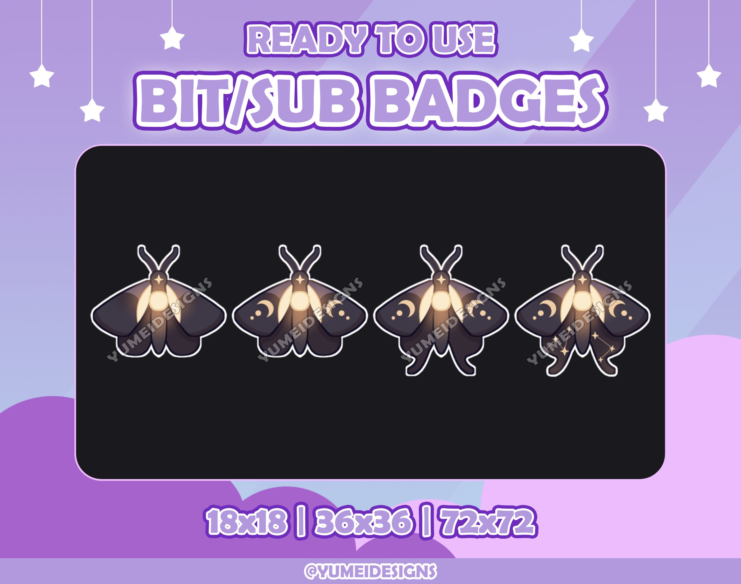 Moon Moth Sub Badges | Moon Moth | Celestial Sub Badges| Discord Badges ...