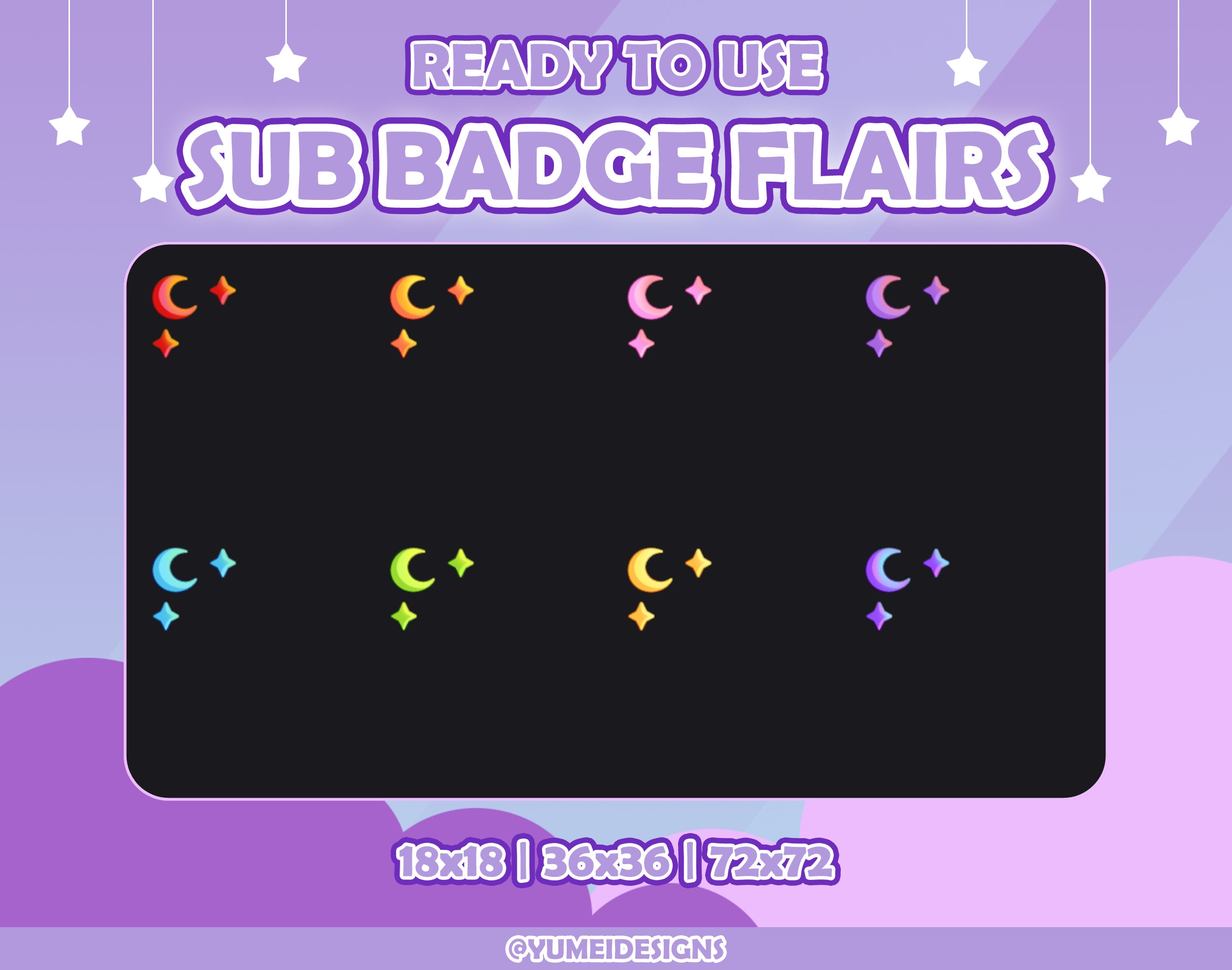 Moon Twitch Sub Badge Flair | Bit Badges | Twitch Sub Badges | Stream ...