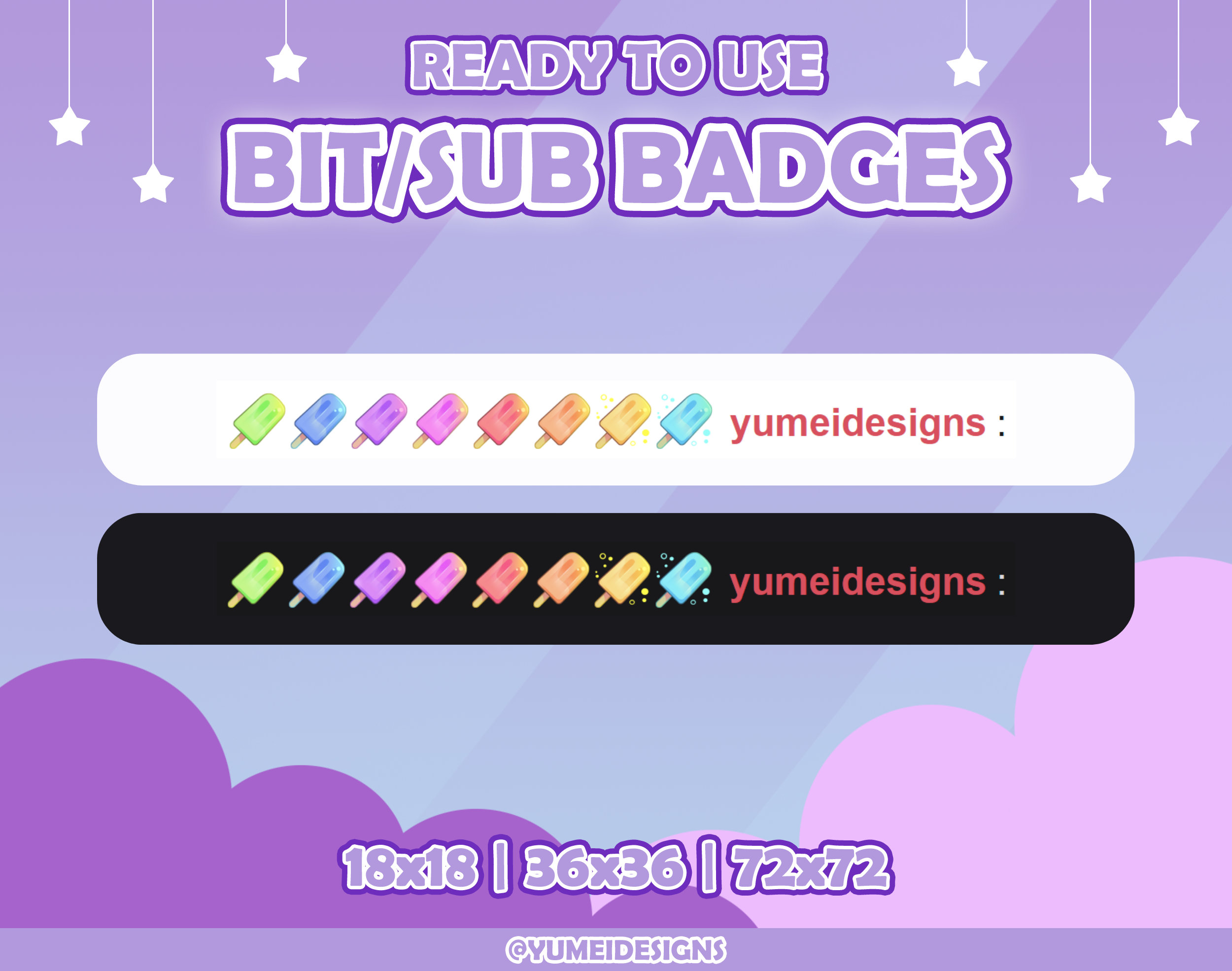 8 Ice Cream Twitch Sub Badges | Popsicle Twitch Badges | Streaming Food ...